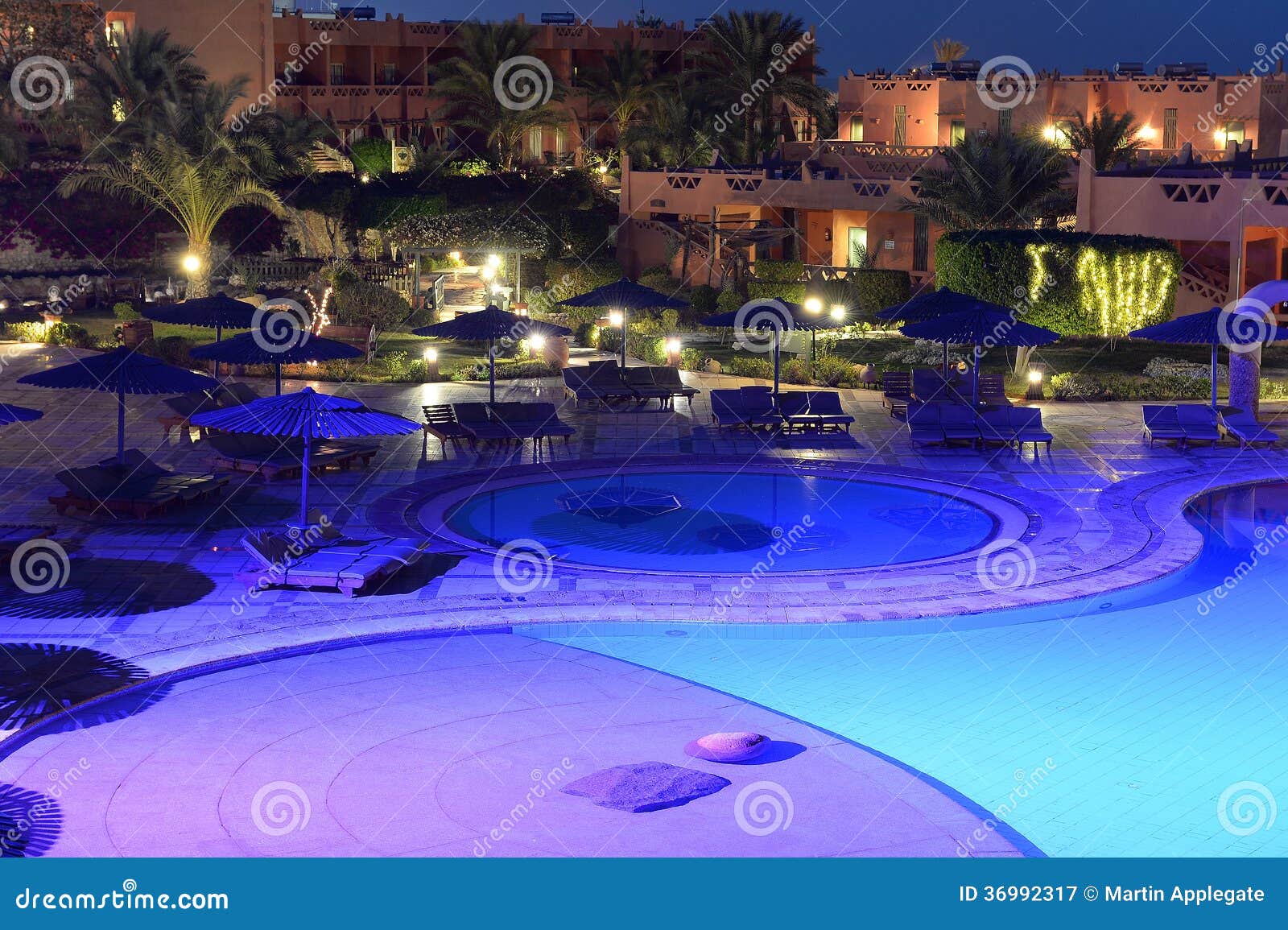 Hotel pool at night stock image. Image of tropic, dark - 36992317