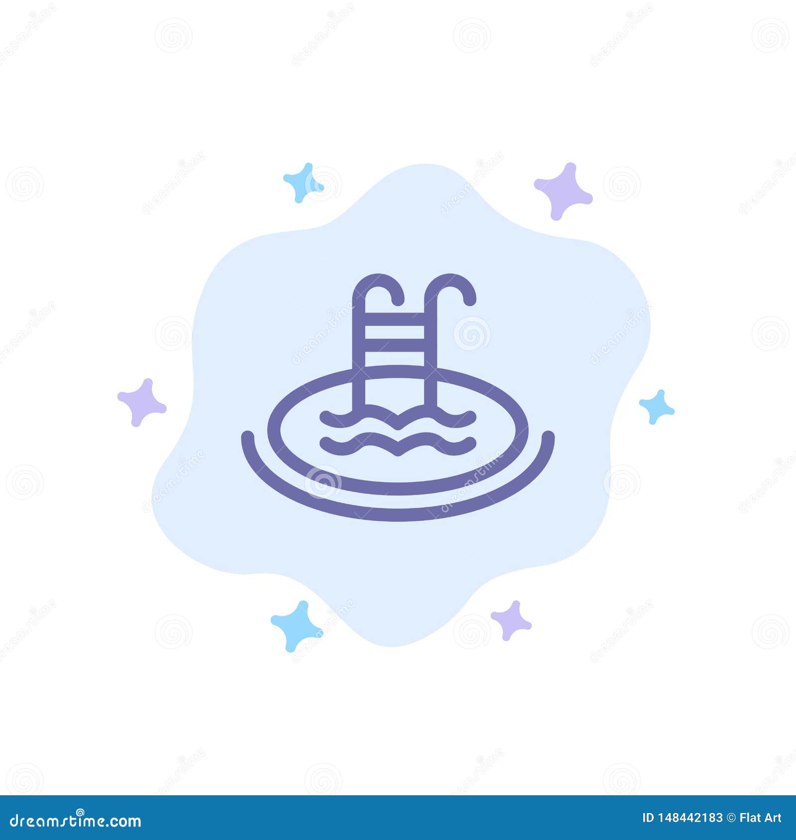 Hotel, Pool, Swimming, Service Blue Icon on Abstract Cloud Background ...