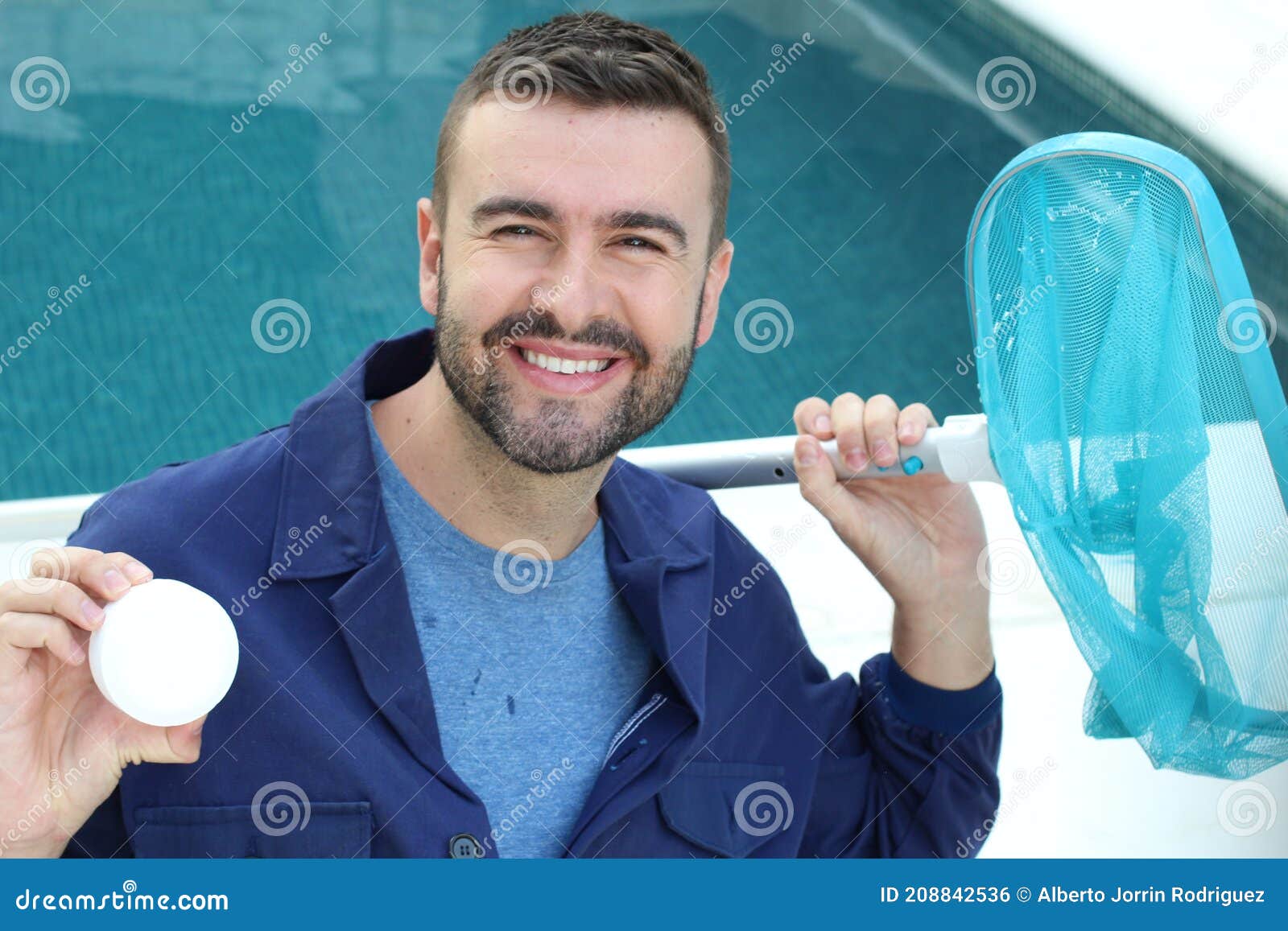 Hotel Pool Worker Using Chemicals Stock Photo - Image of disinfection ...