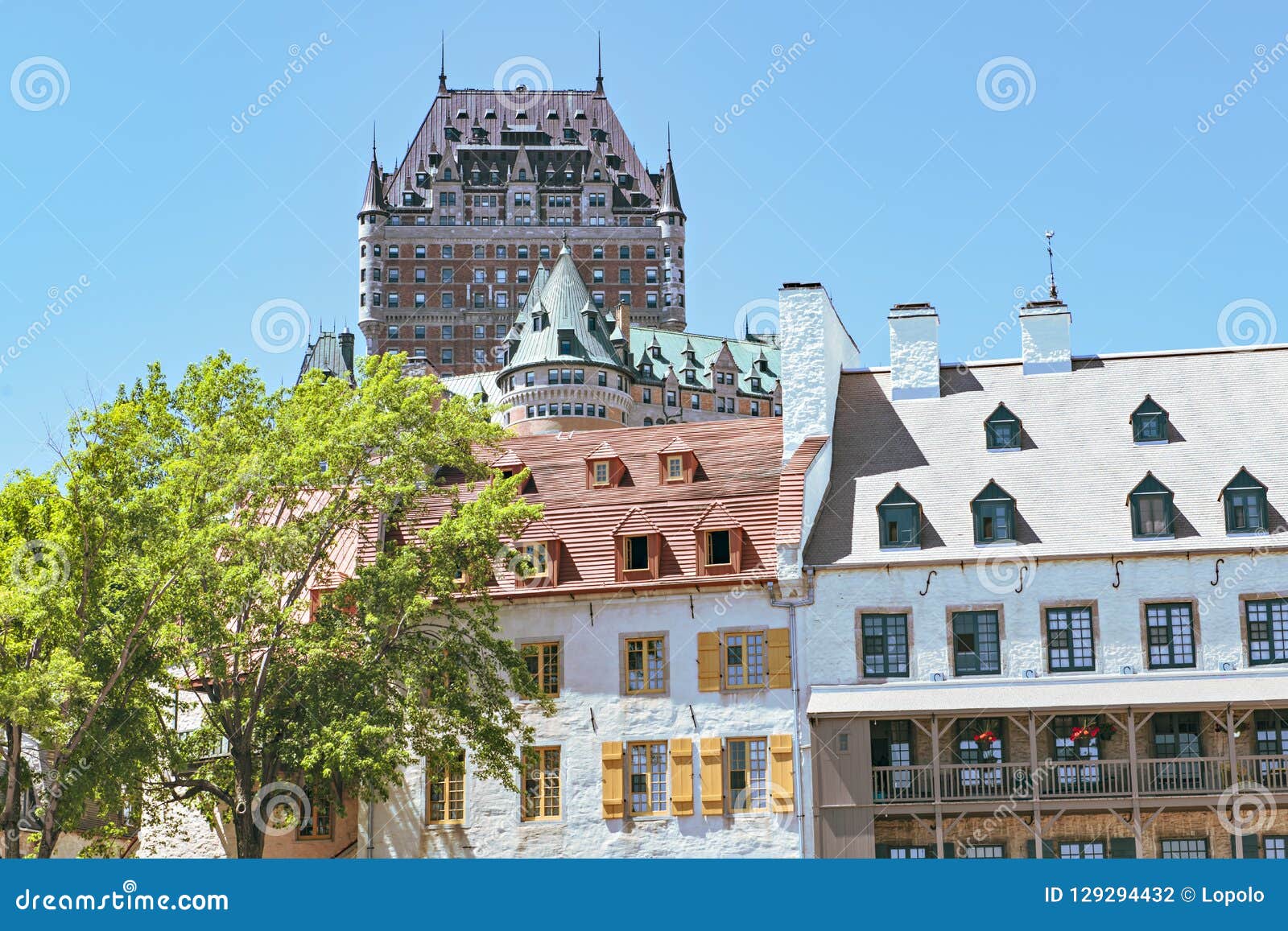 The Hotel in Quebec City on Summer Stock Photo - Image of historical ...