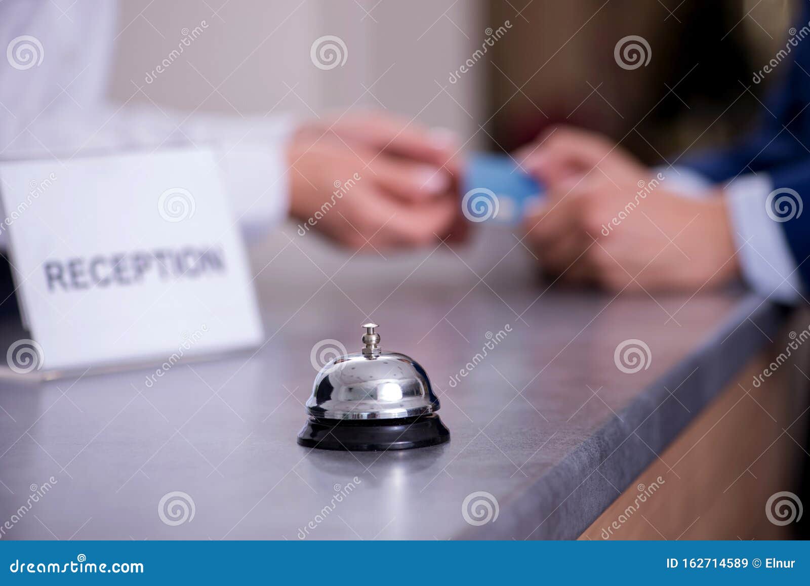 Hotel Reception Bell at the Counter Stock Image - Image of assistance ...