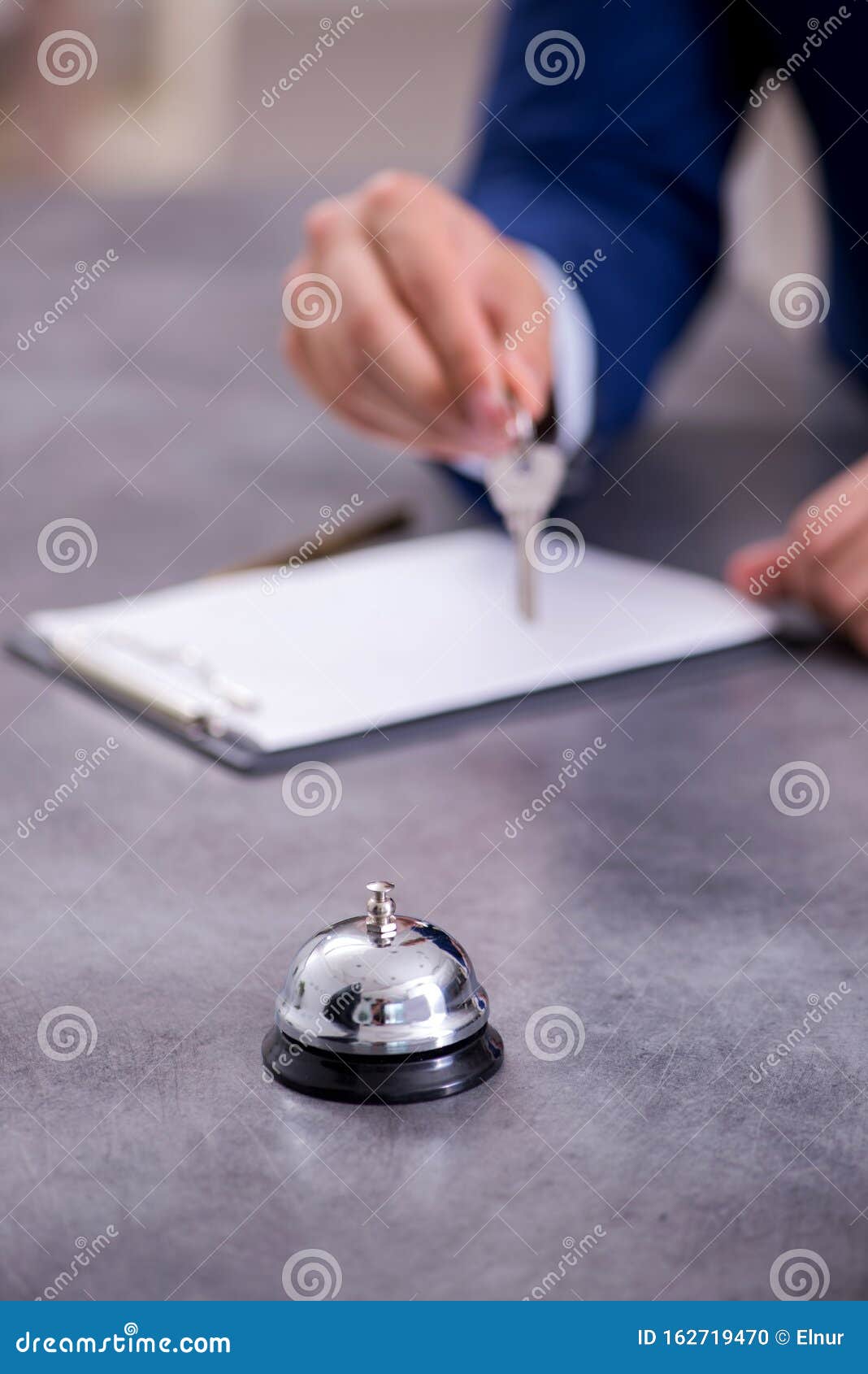 Hotel Reception Bell at the Counter Stock Photo - Image of checkout ...