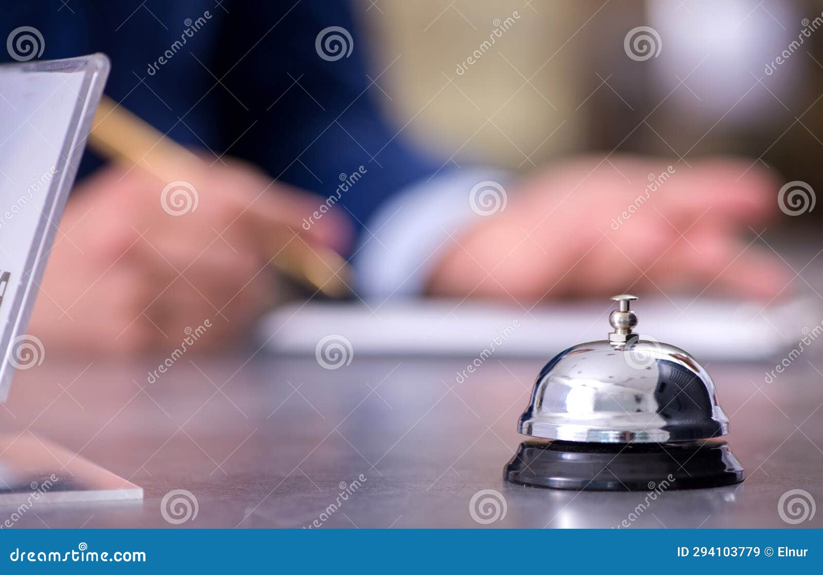 Hotel Reception Bell at the Counter Stock Image - Image of office ...