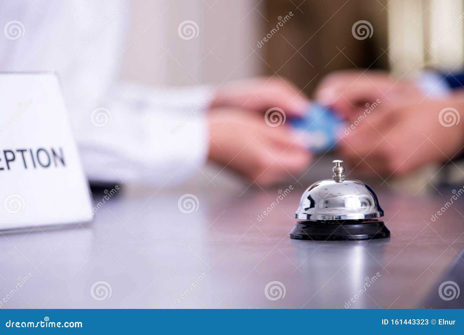 Hotel Reception Bell at the Counter Stock Image - Image of client ...