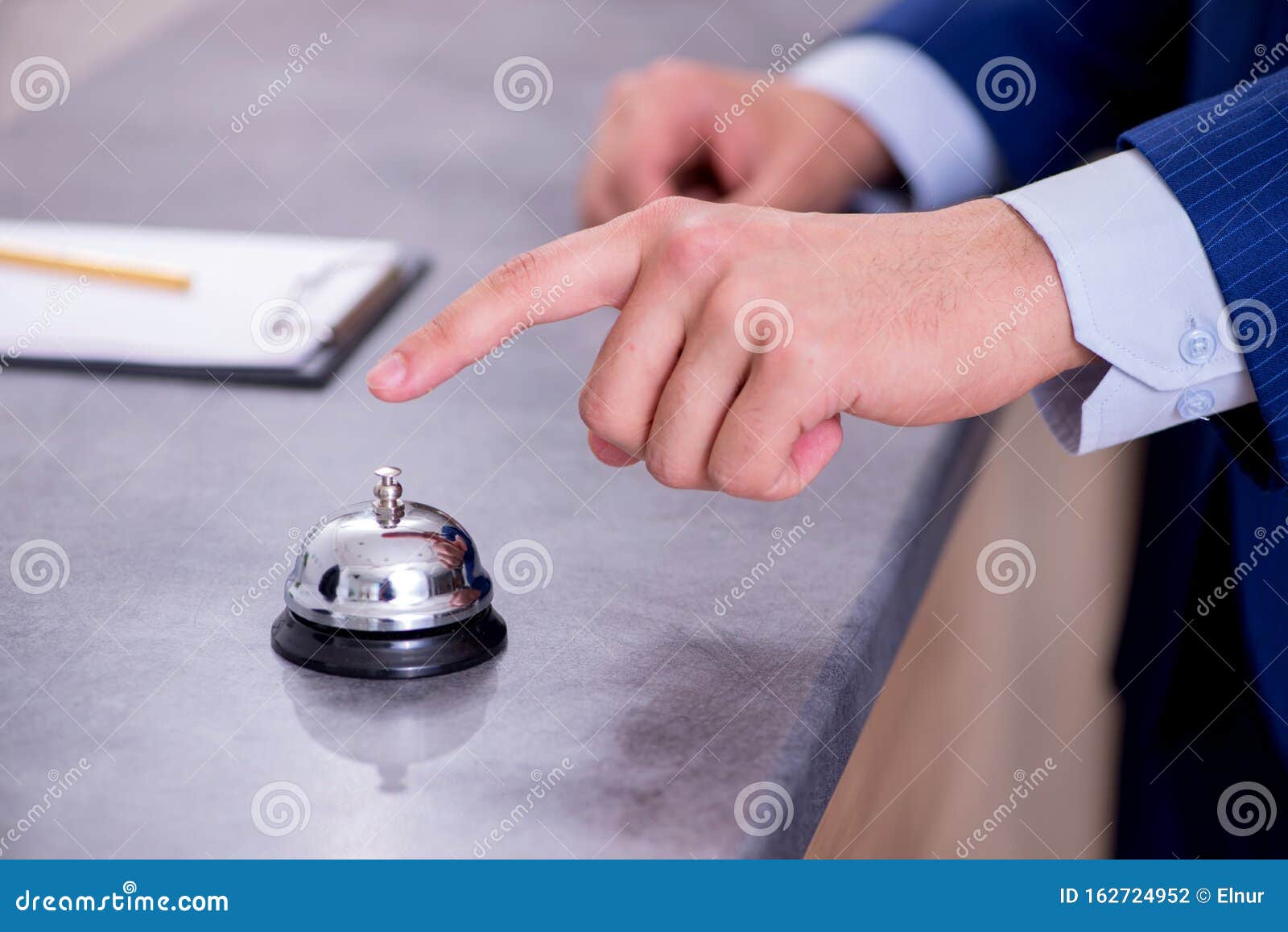 Hotel Reception Bell at the Counter Stock Photo - Image of check ...