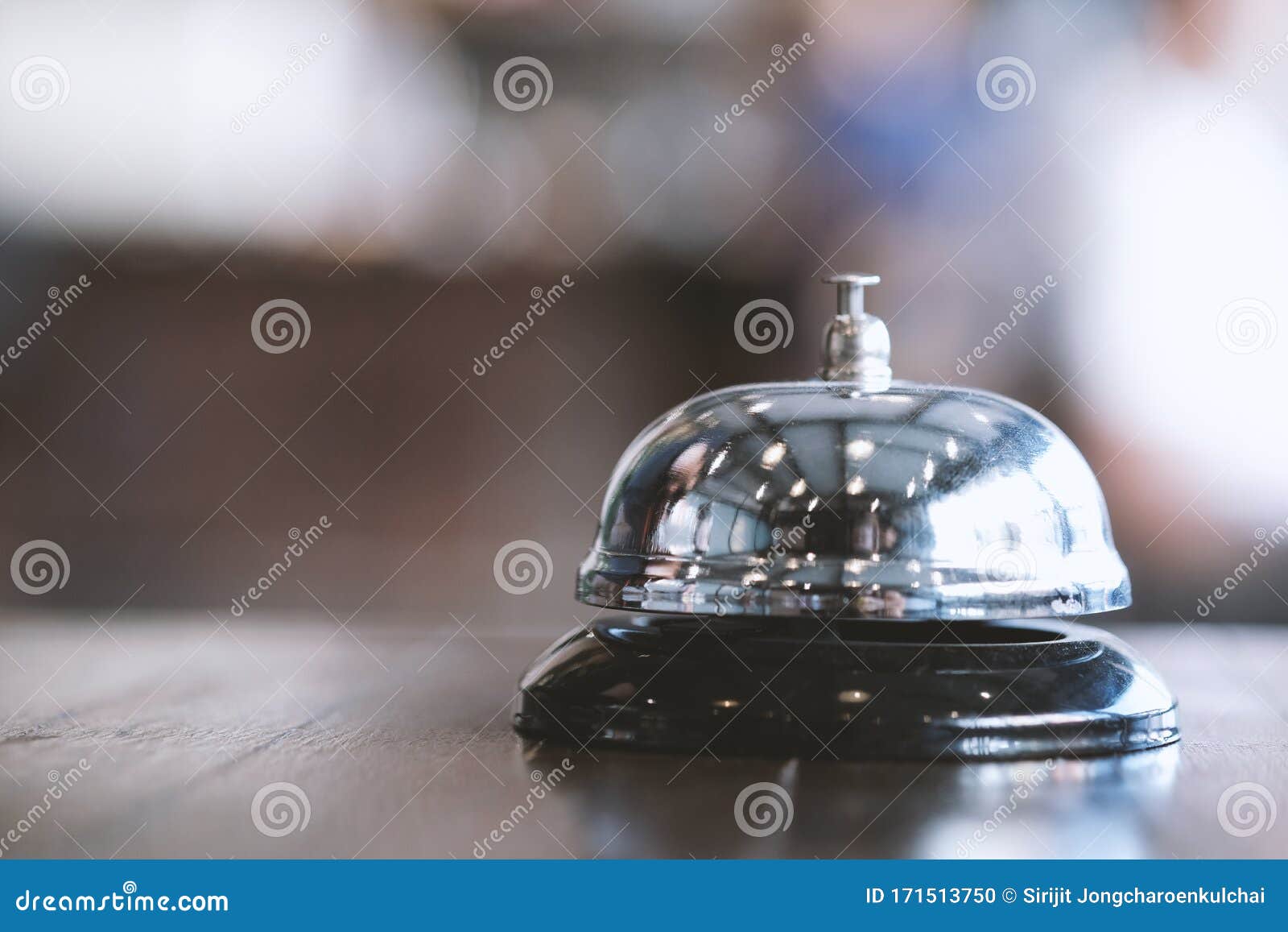 Hotel Reception Counter Desk with Service Bell Stock Photo - Image of ...