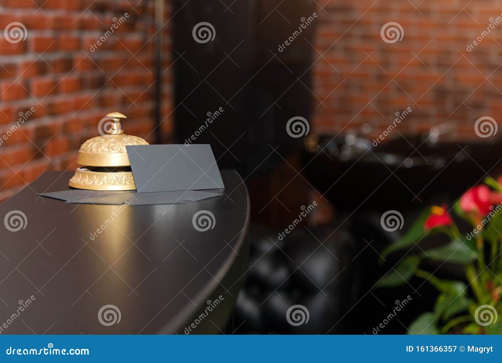 Hotel Reception Counter Desk with Service Bell. Hotel Concierge Call ...