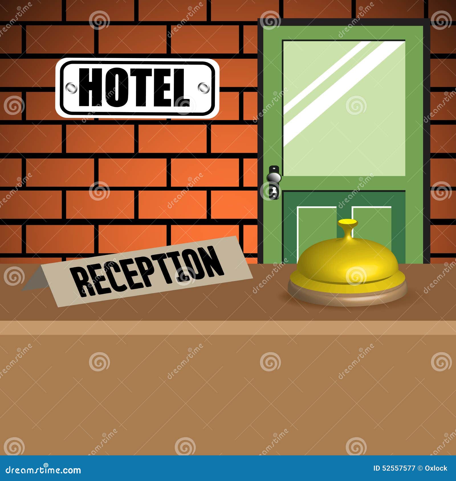 Hotel Reception. Young Woman Receptionist Stands At Reception Desk ...