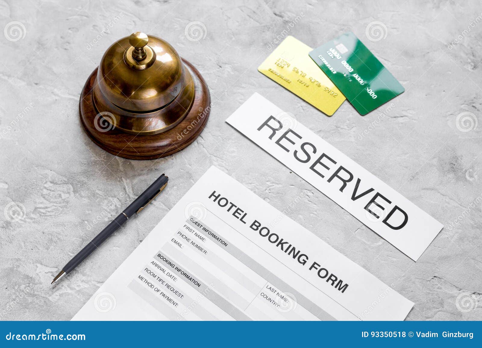 Hotel Reception Desk with Booking Form Stone Background Stock Photo ...