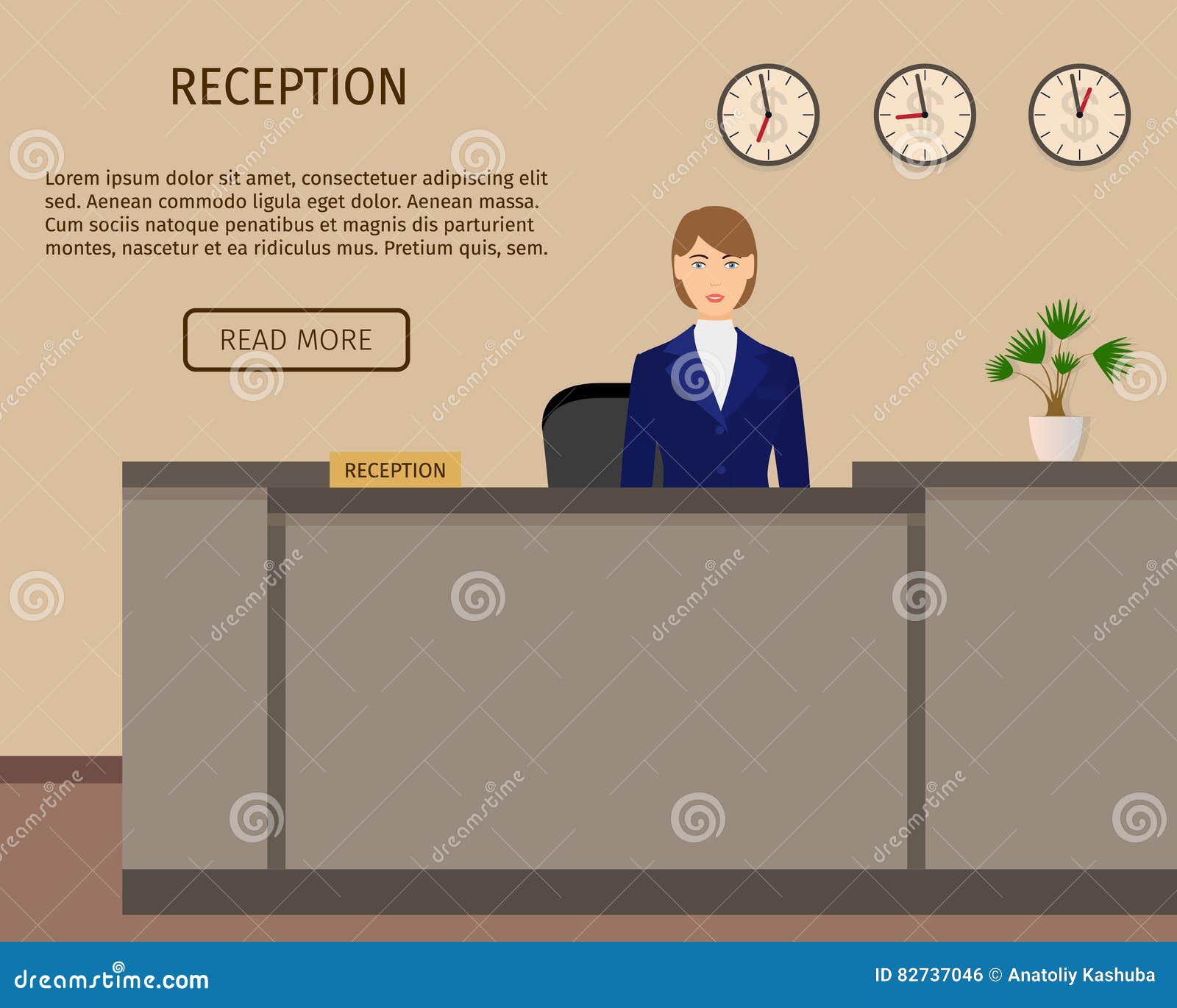 Hotel Reception Desk Business Office Concept. Reception Service Stock ...