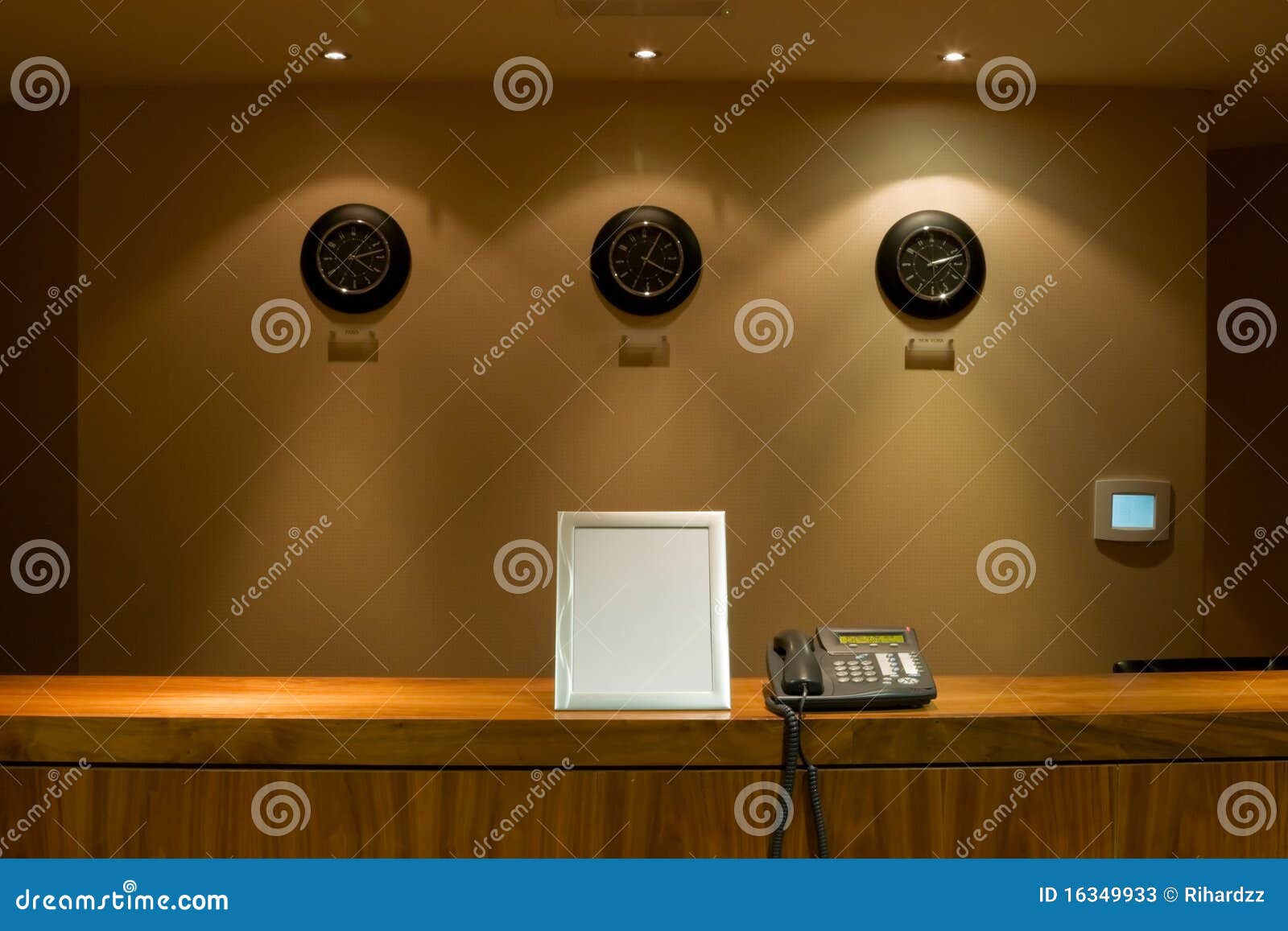 Hotel Reception Desk With Phone And Signboard Royalty-Free Stock ...