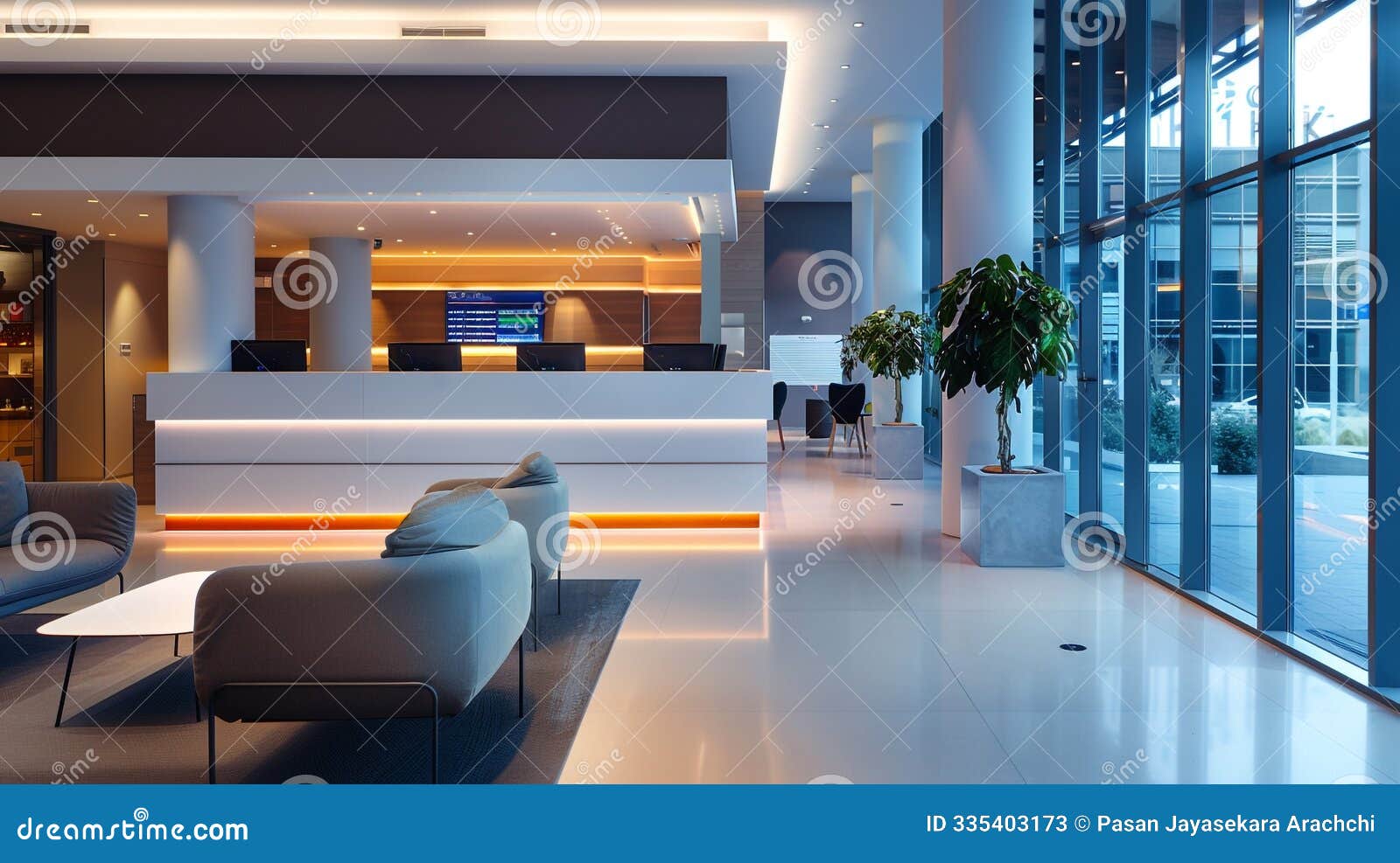 Hotel Reception Features Interactive Touch Screens and Minimalist ...
