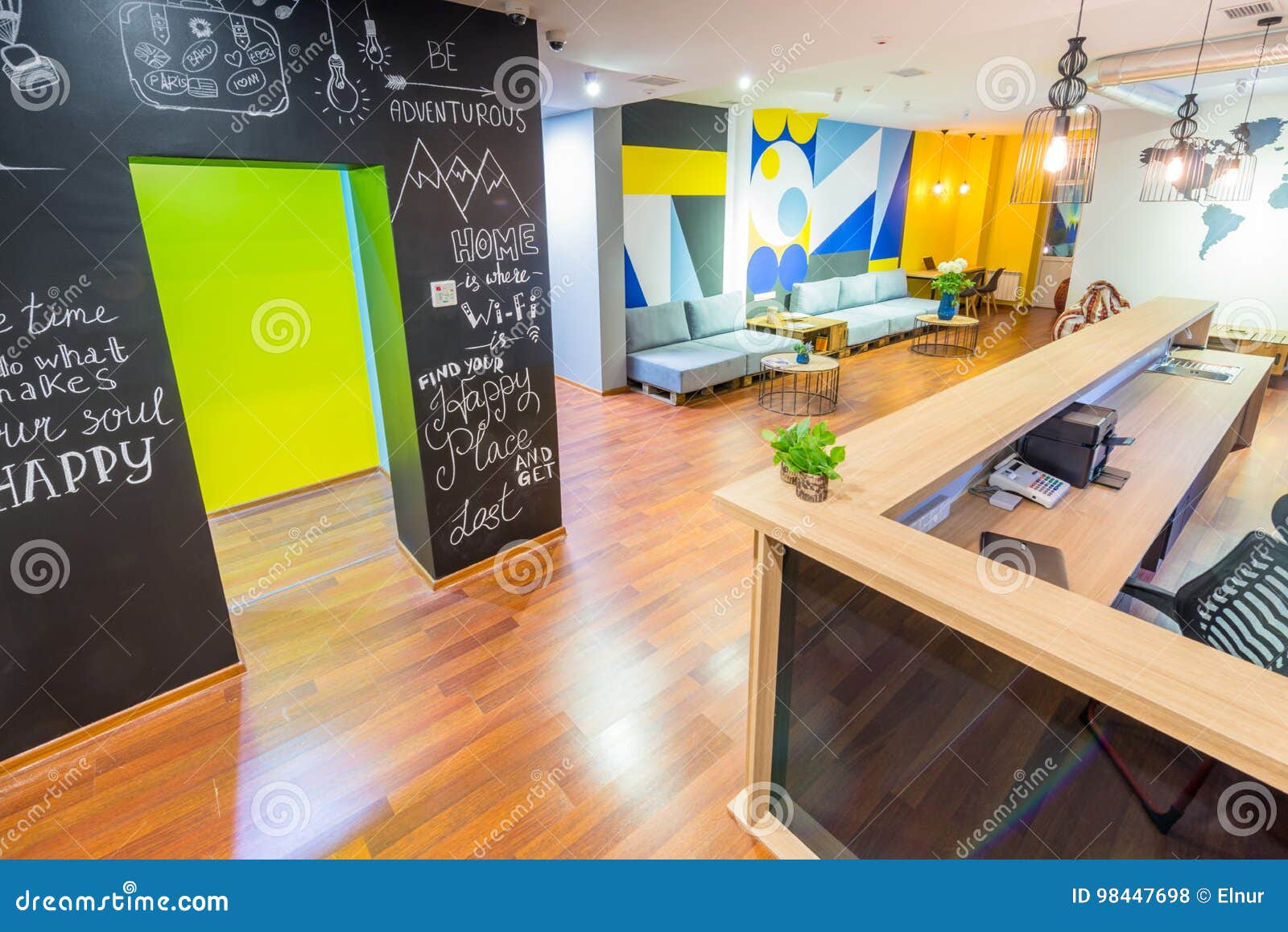 The Hotel Reception of Hostel Dormitory Stock Photo - Image of carpet ...