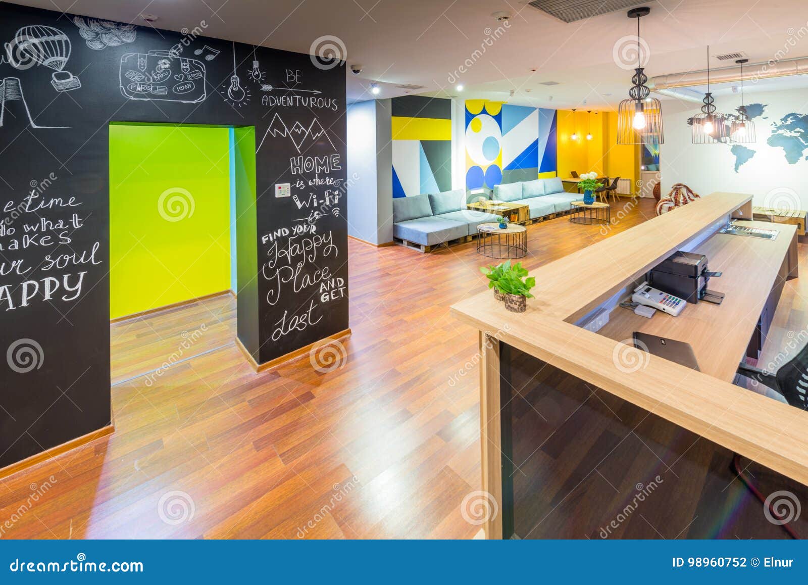 The Hotel Reception of Hostel Dormitory Stock Photo - Image of indoor ...