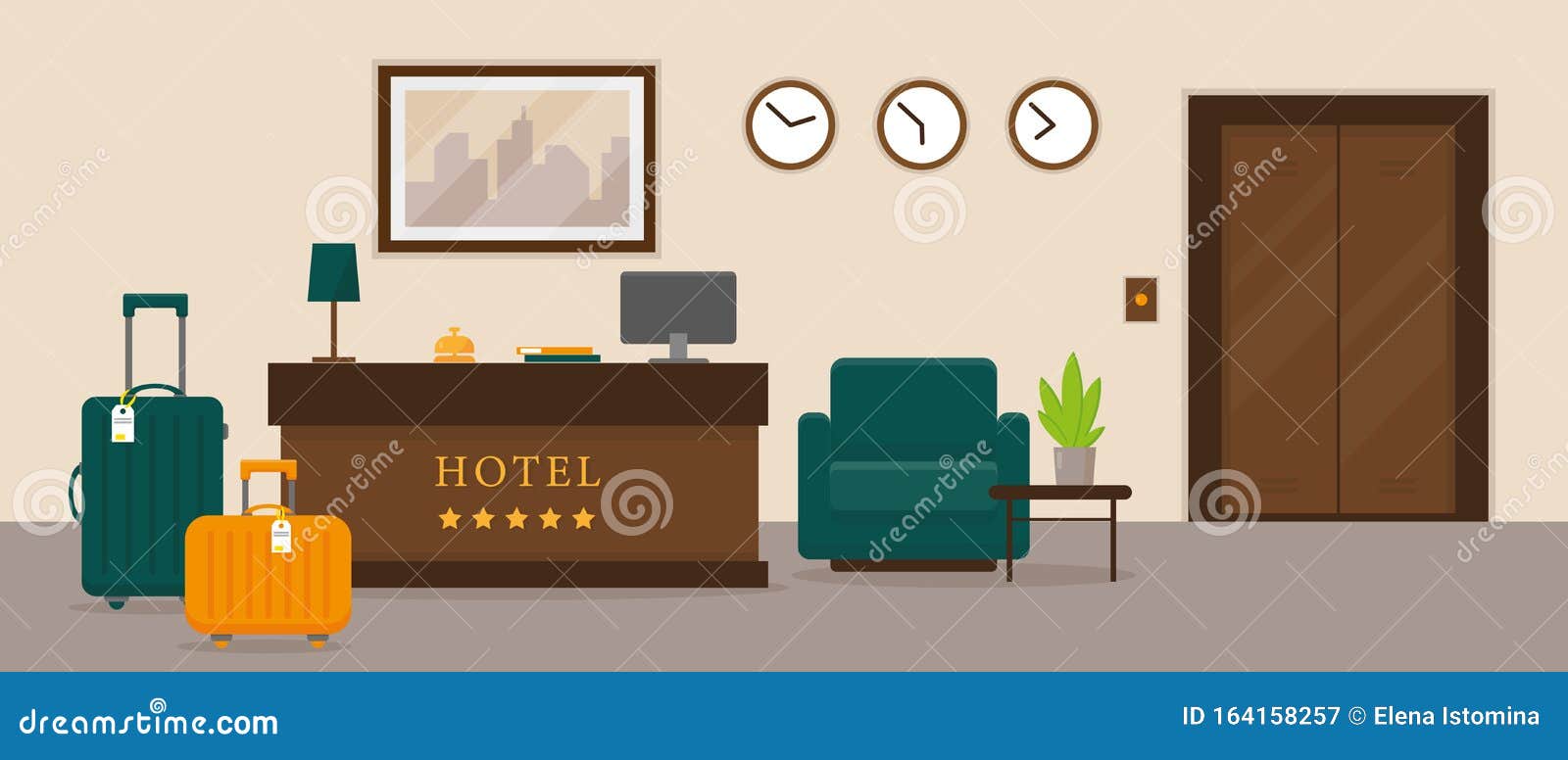 Hotel Reception Interior Design. Stock Vector - Illustration of hotel ...