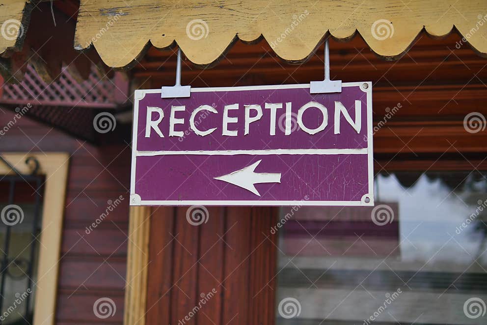Hotel Reception Sign. Welcome Sign. Stock Photo - Image of booking ...