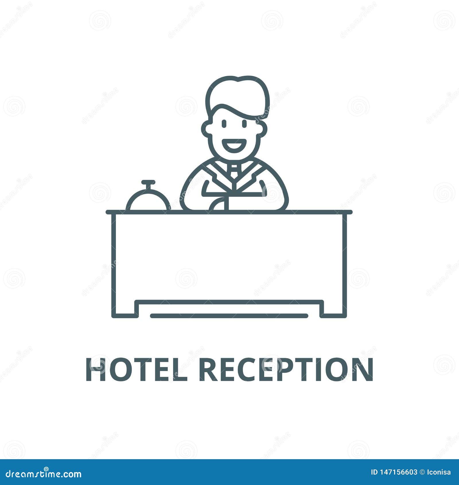 Hotel Reception Vector Line Icon, Linear Concept, Outline Sign, Symbol ...