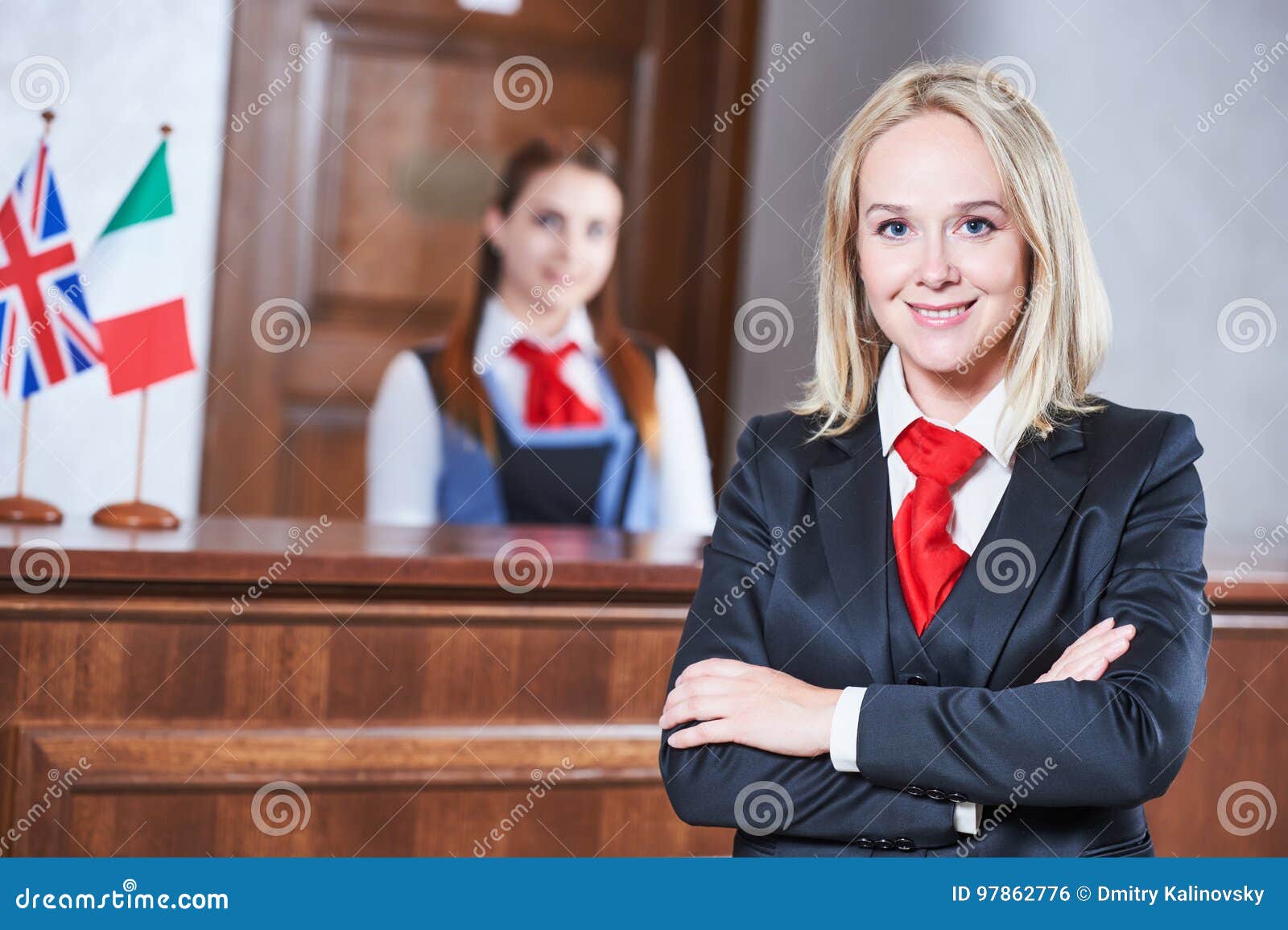 Hotel reception worker stock photo. Image of female, official - 97862776