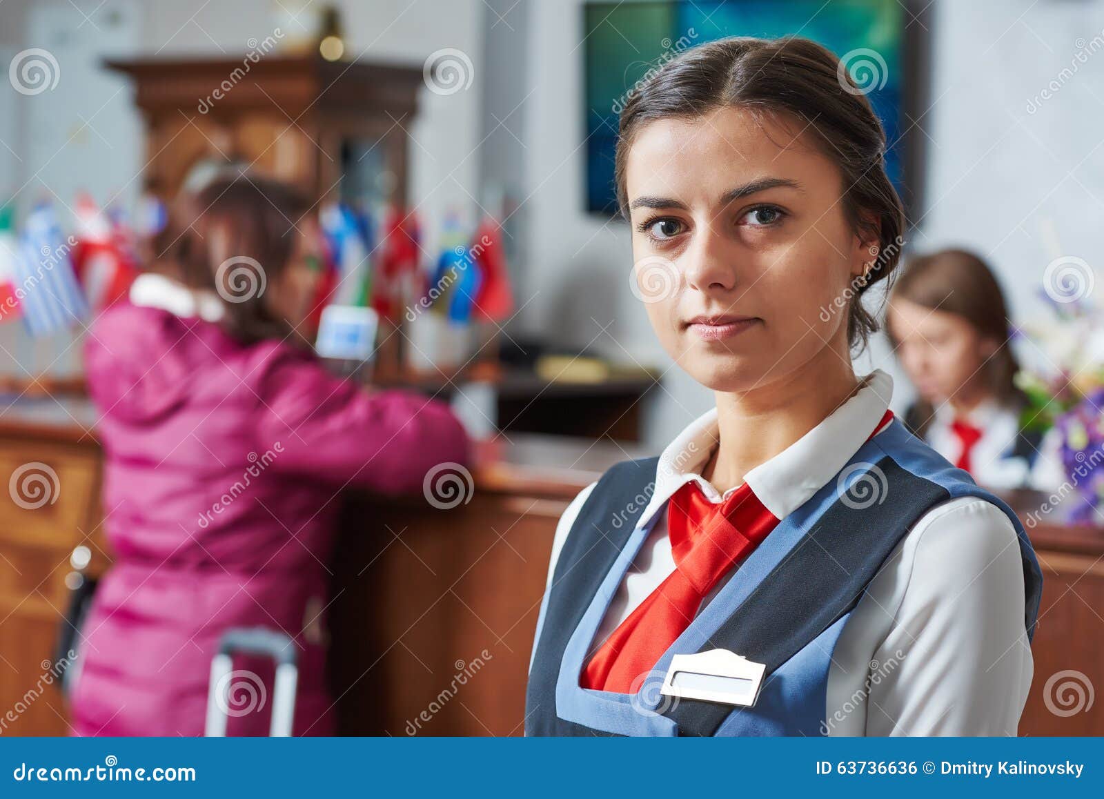 Hotel reception worker stock photo. Image of checkin - 63736636