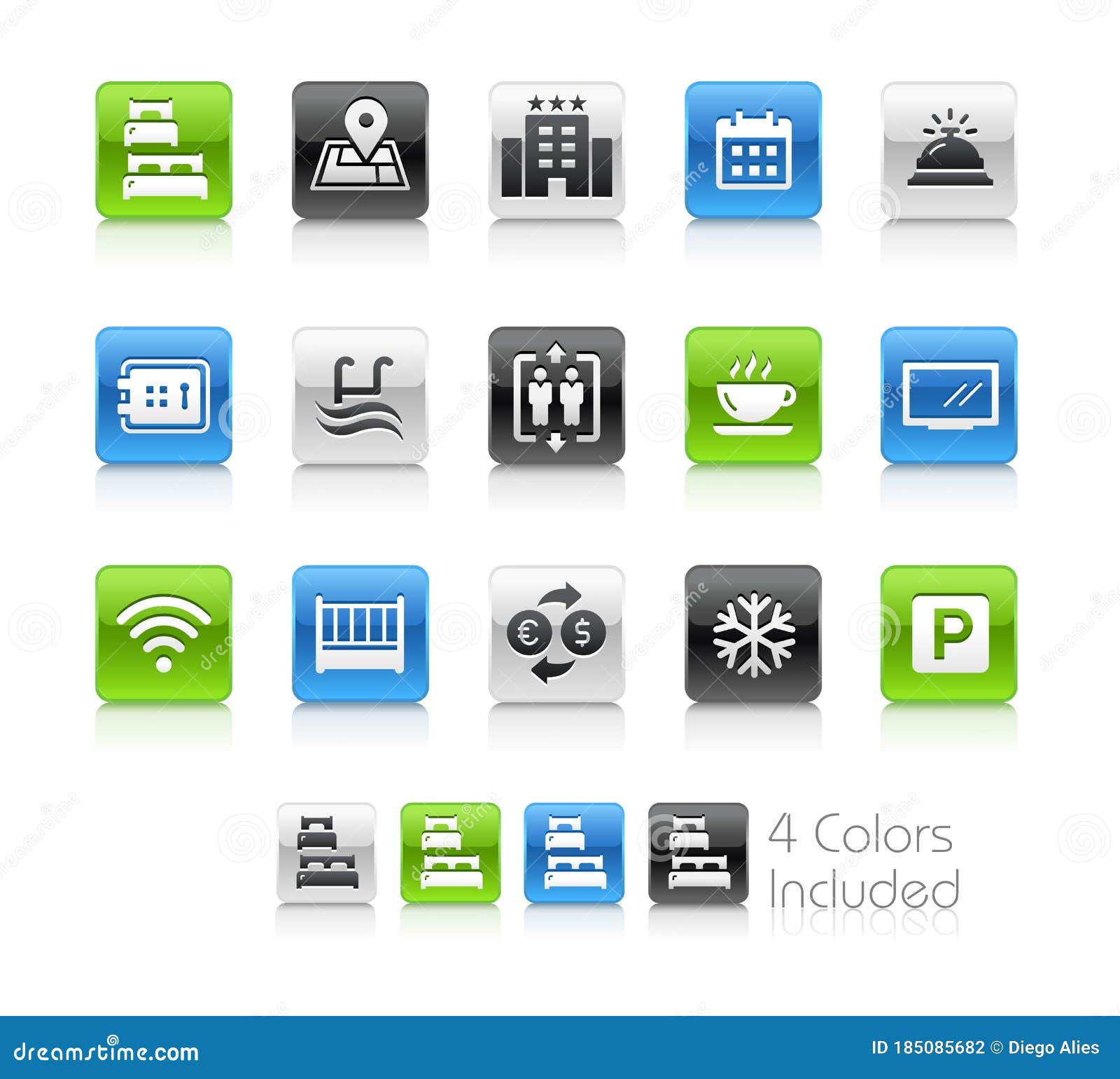 Hotel And Rentals Icons 1 Of 2 // Matte Series Vector Illustration ...