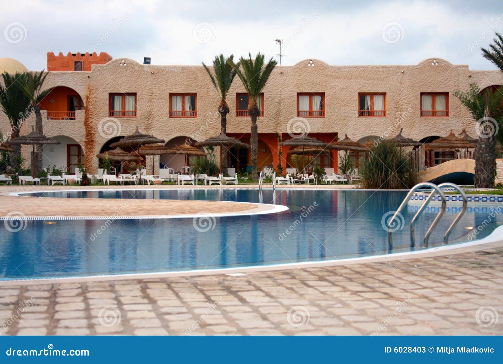 Hotel Resort with Outdoor Pool Stock Image - Image of blue, tiled: 6028403
