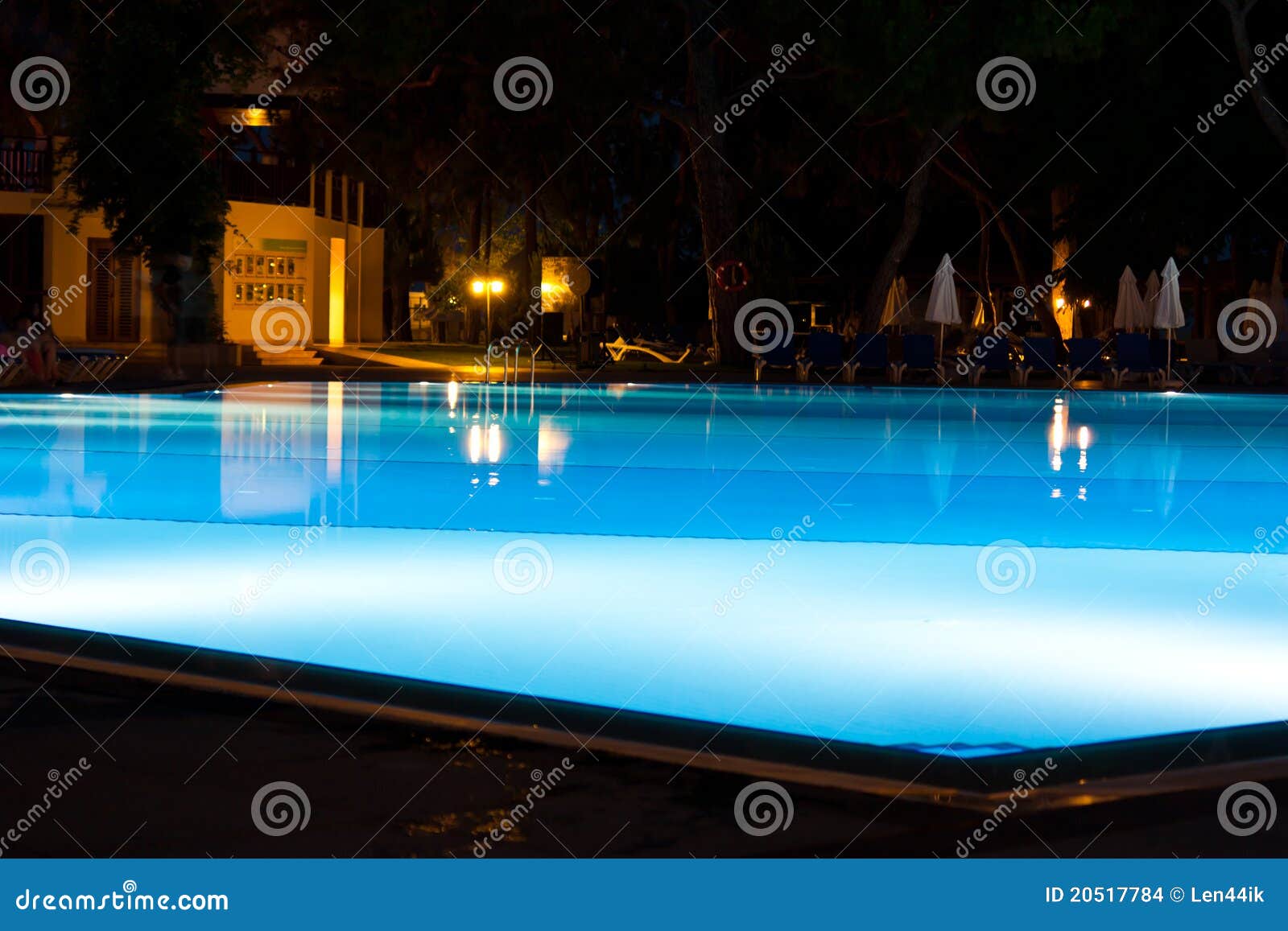 Hotel and Resort Swimming Pool at Night Stock Photo - Image of ...