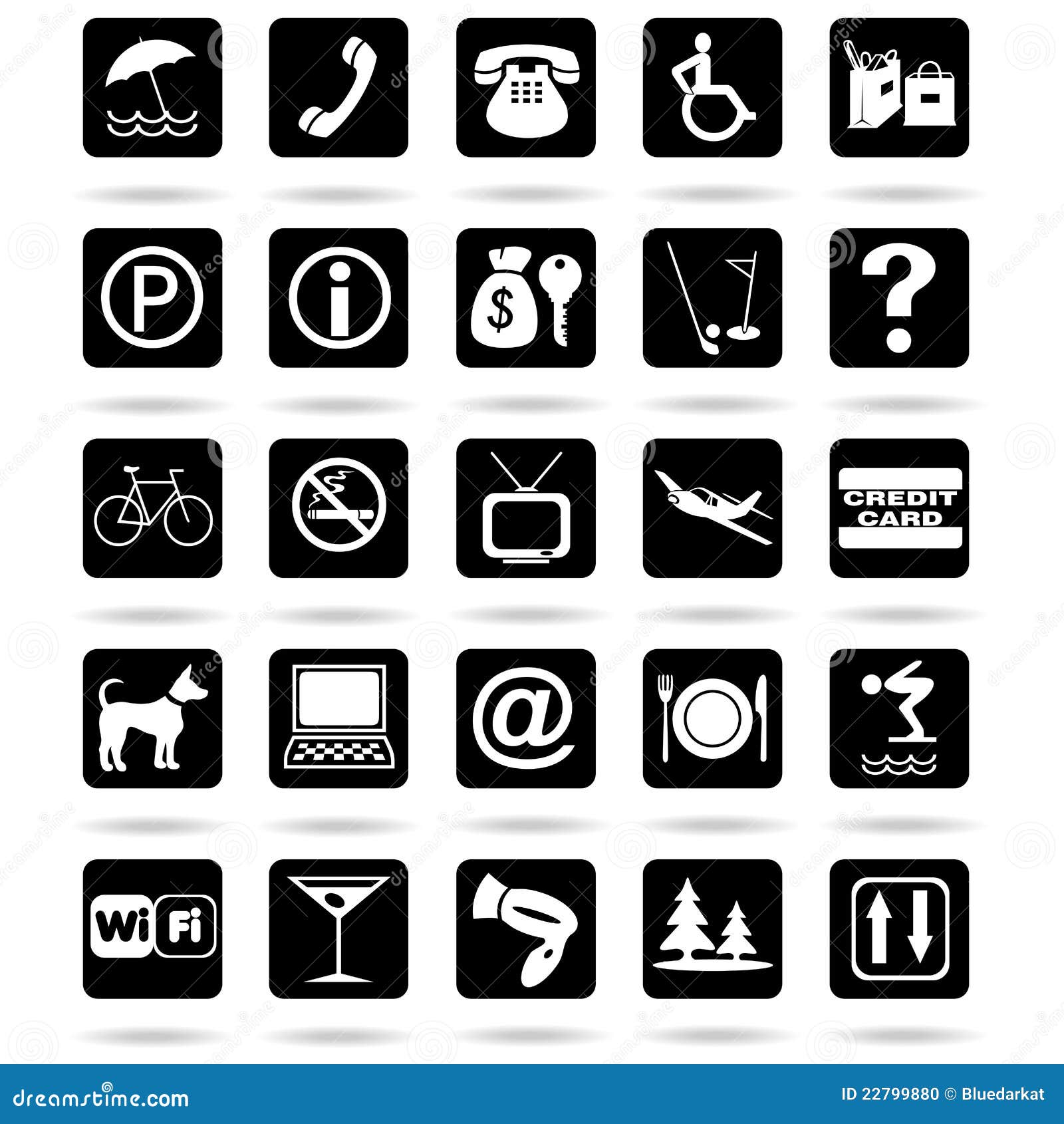 Hotel Resort Symbols Icons stock vector. Illustration of hotel - 22799880