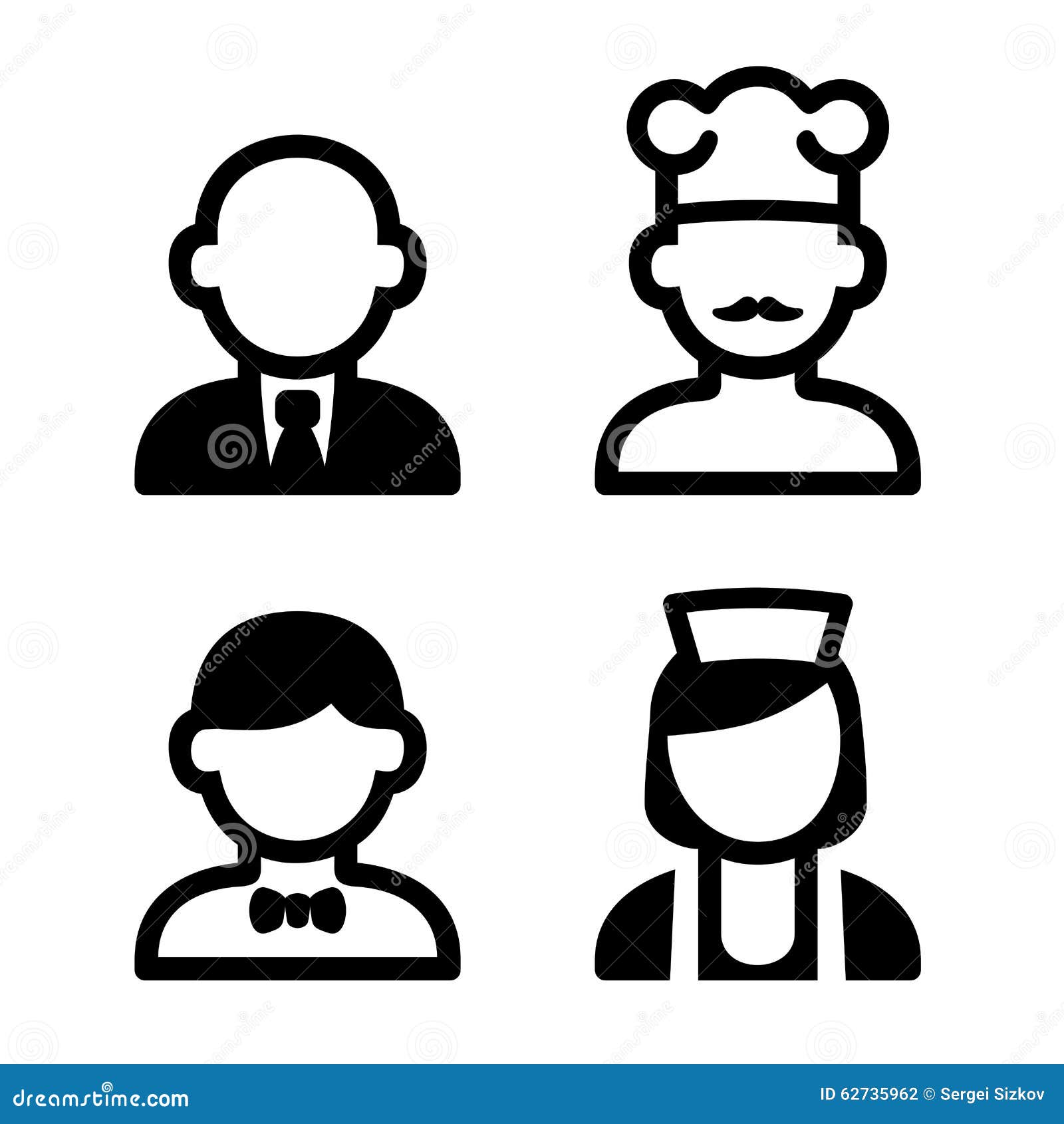Hotel and Restaurant Staff Icons Set. Vector Stock Vector ...
