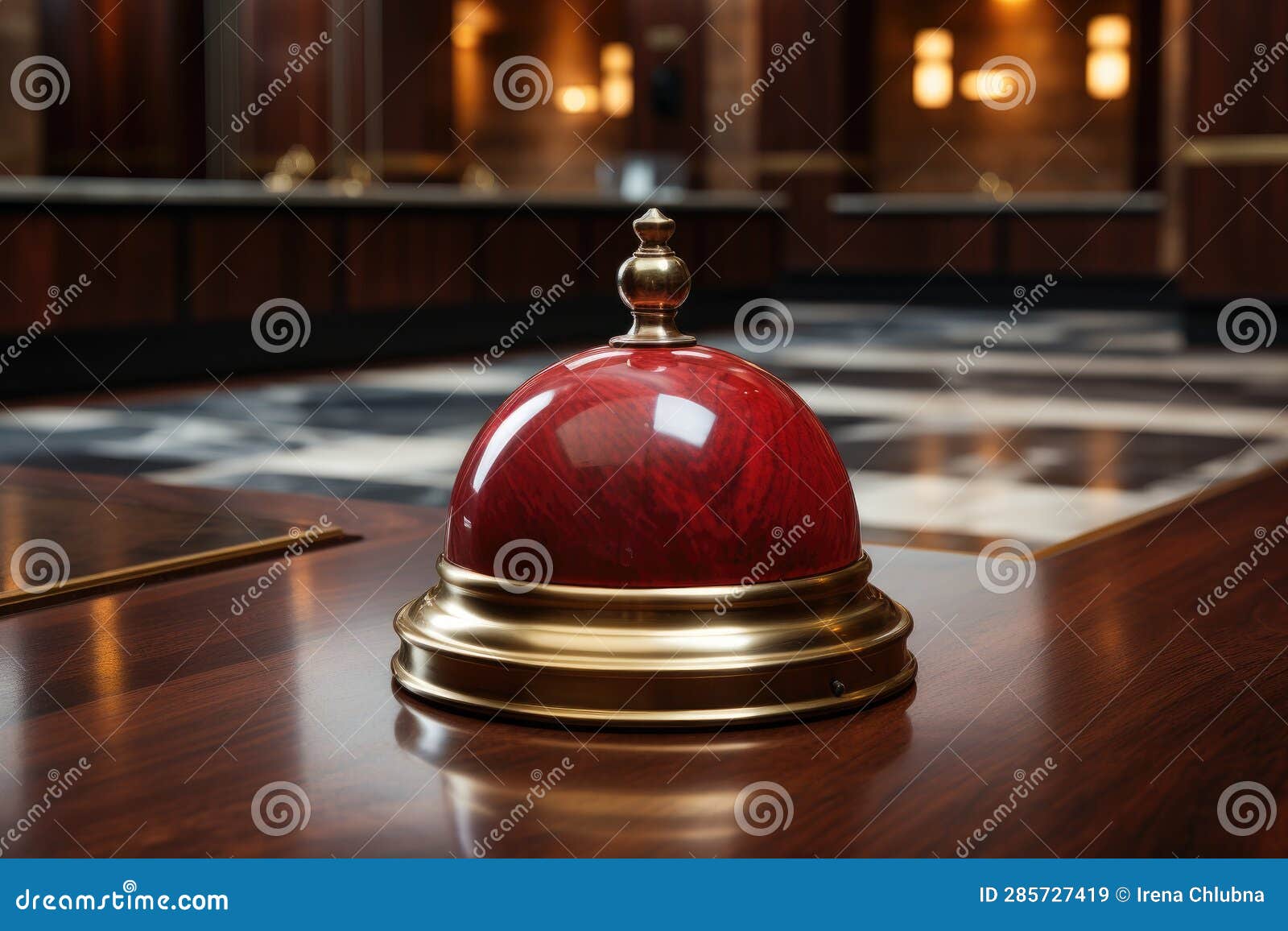 Hotel Ring Bell on Counter Desk at Front Reception Stock Illustration ...