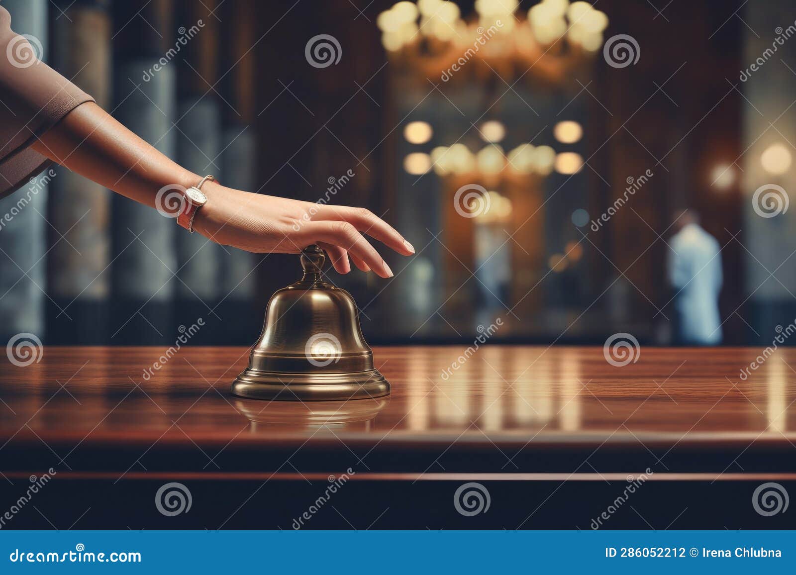Hotel Ring Bell on Counter Desk at Front Reception Stock Illustration ...