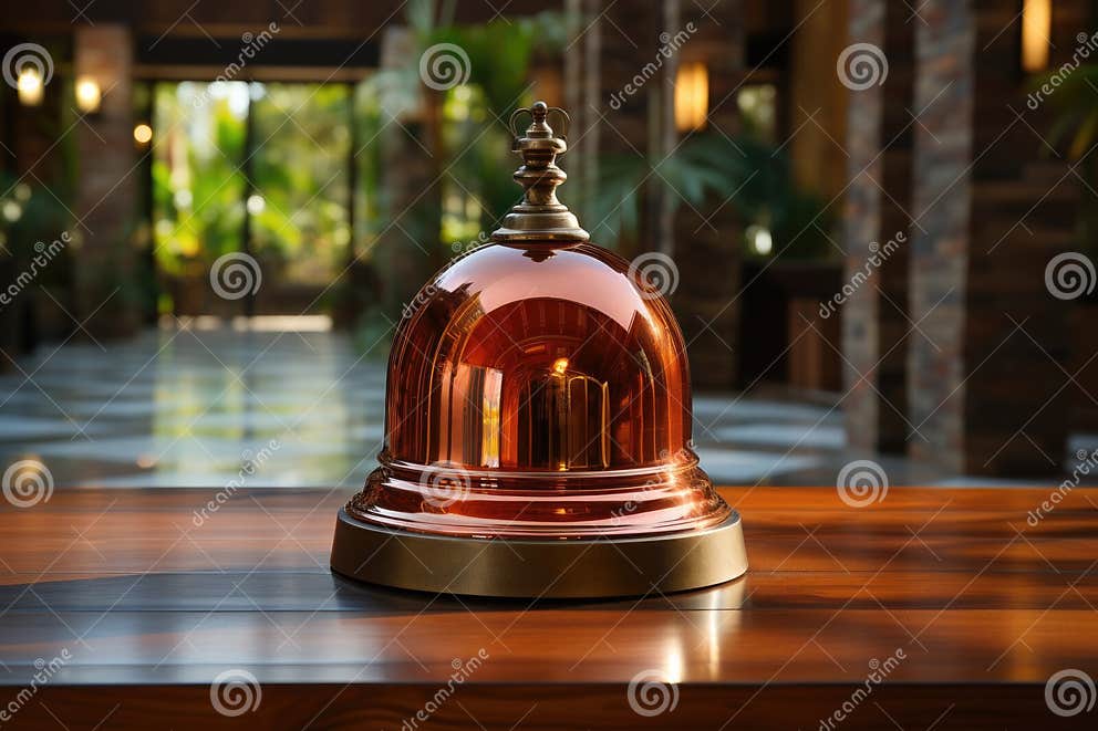 Hotel Ring Bell on Counter Desk at Front Reception Stock Illustration ...