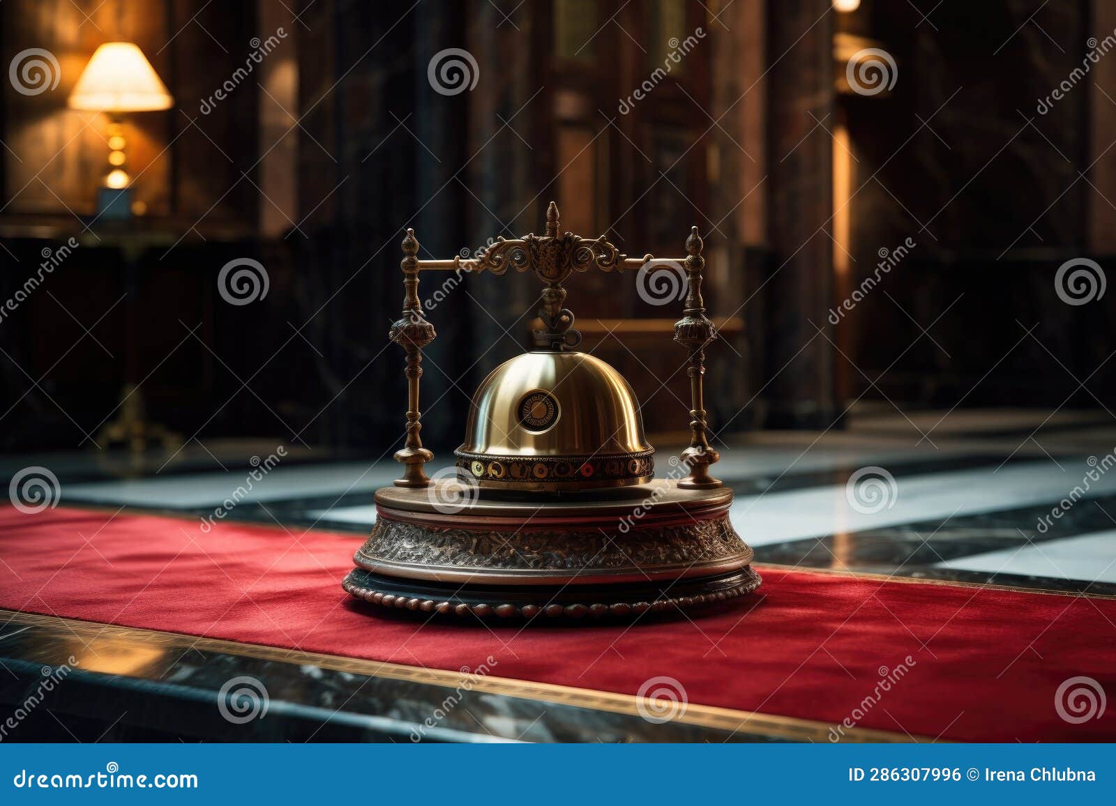 Hotel Ring Bell on Counter Desk at Front Reception Stock Illustration ...