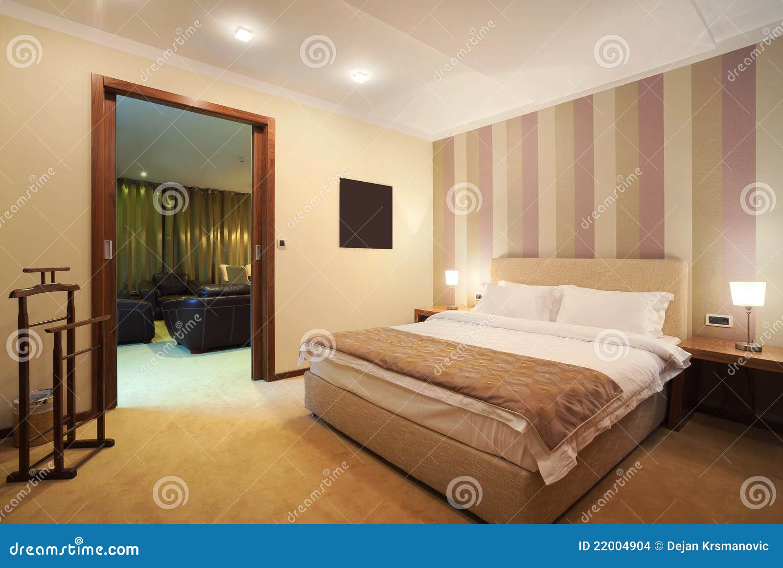 Hotel room stock photo. Image of contemporary, room, wallpaper - 22004904