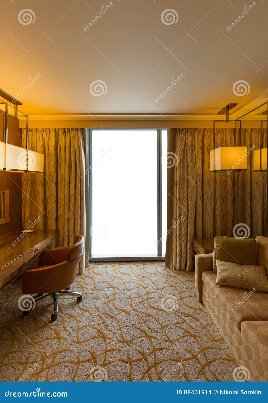Hotel Room And Blank Window Stock Photo - Image of journey, apartment ...