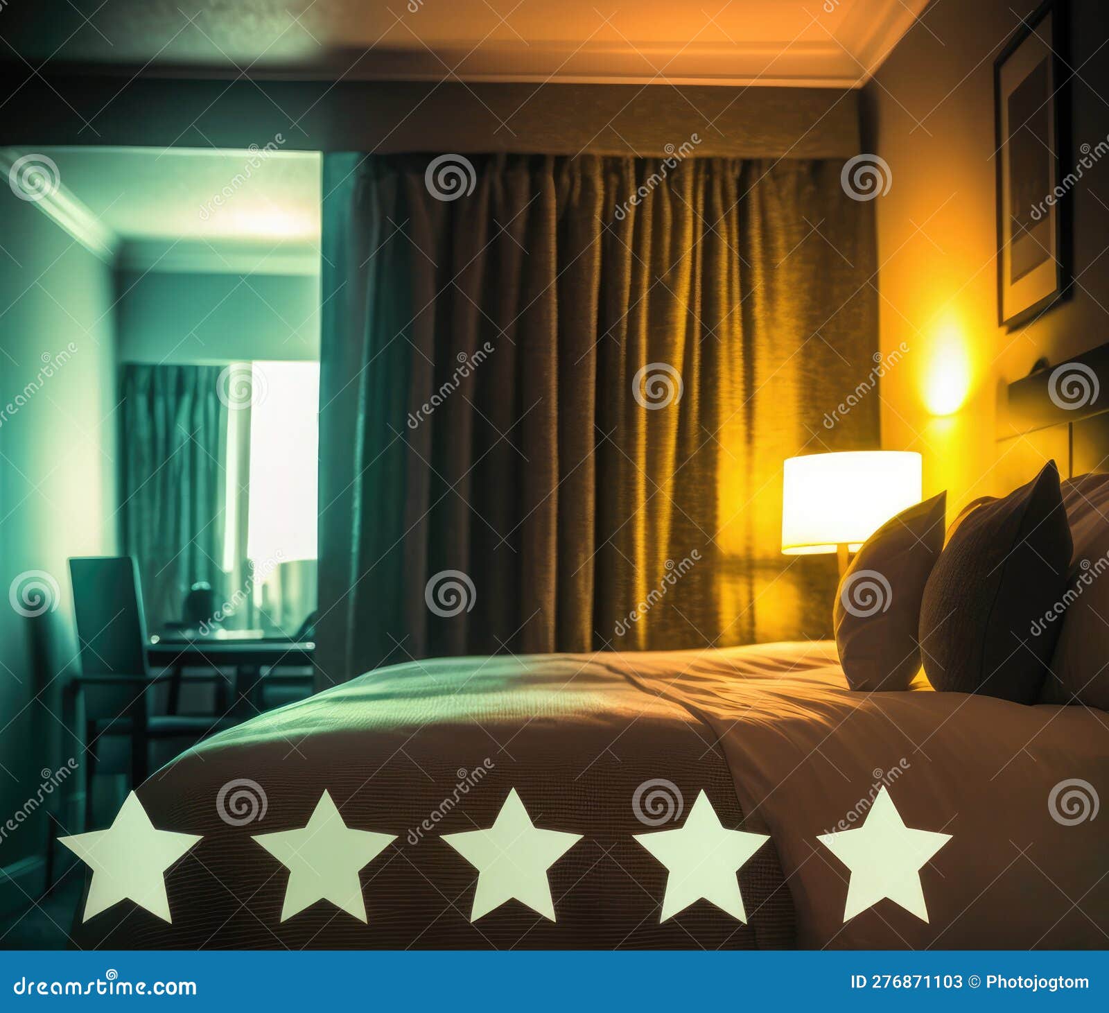 Hotel Room, Five Star Rating Stock Illustration - Illustration of lamp ...