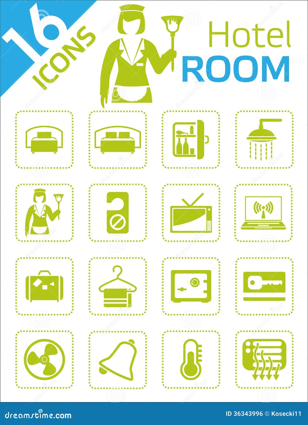 Hotel room icons stock vector. Illustration of icons - 36343996