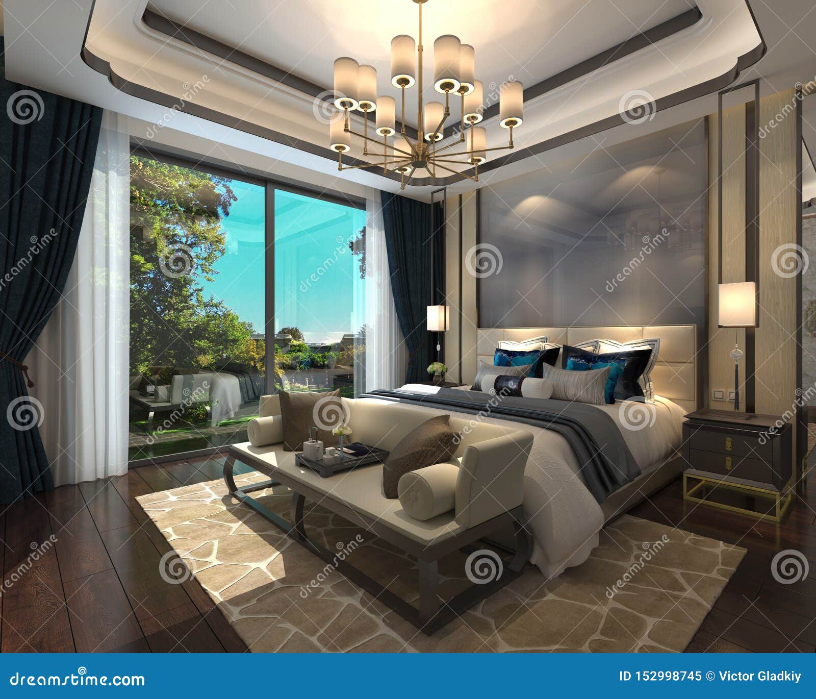 Hotel Room Interior 3D Illustration Photorealistic Rendering Stock ...