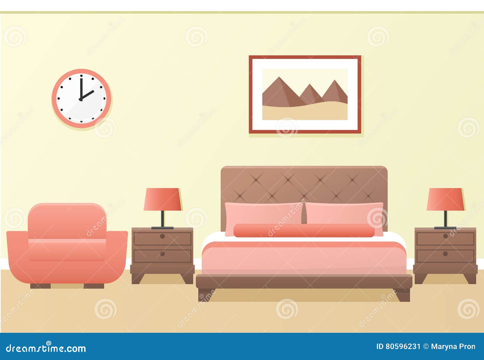 Hotel Room Interior. Vector Illustration. Stock Vector - Illustration ...