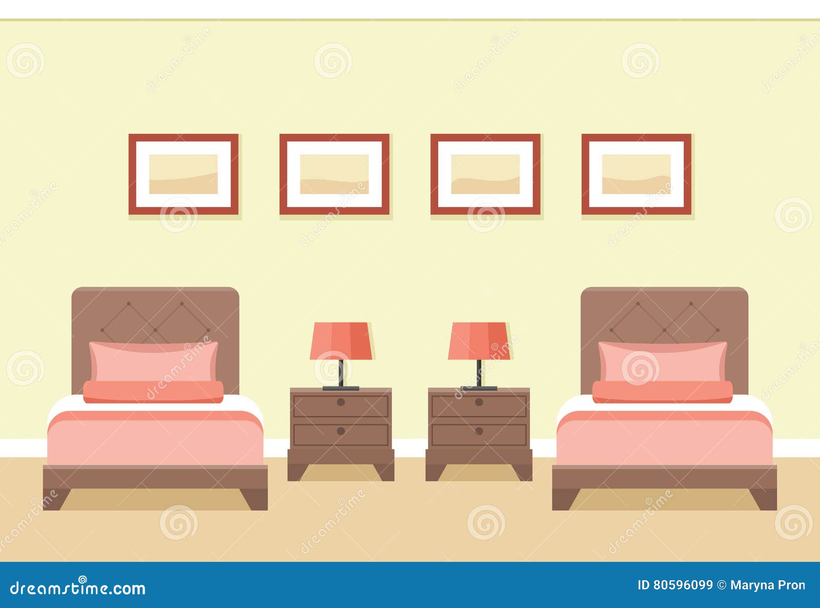 Hotel Room Interior. Vector Illustration. Stock Vector - Illustration ...
