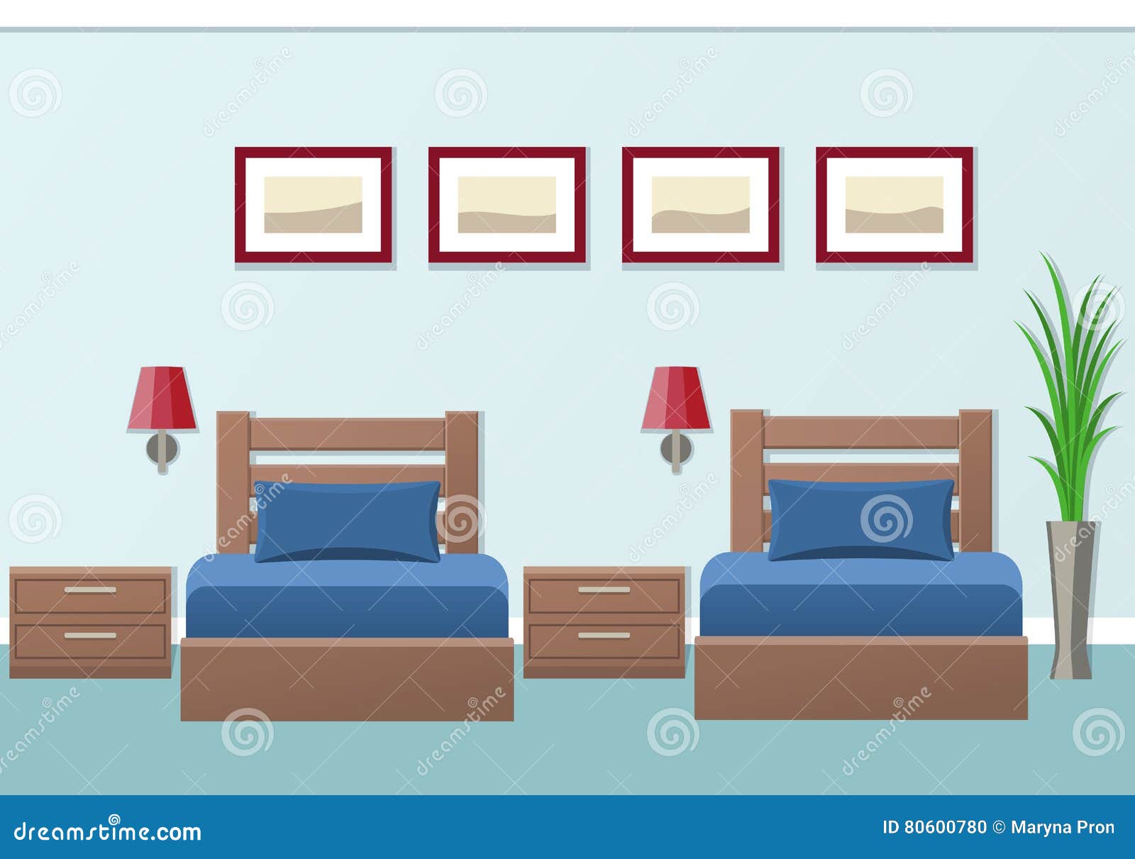 Hotel Room Interior. Vector Illustration. Stock Vector - Illustration ...