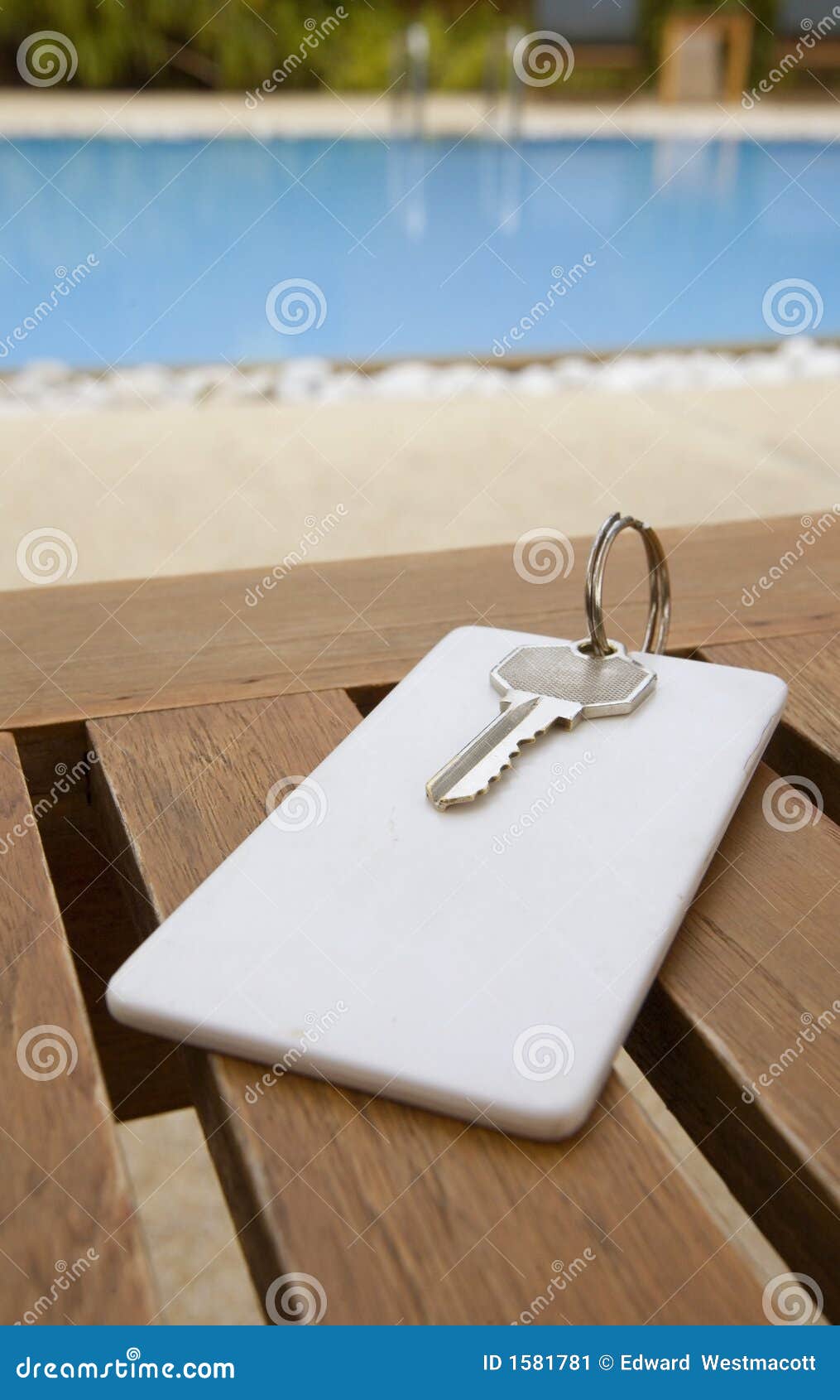 Hotel room key and pool stock image. Image of hospitality - 1581781