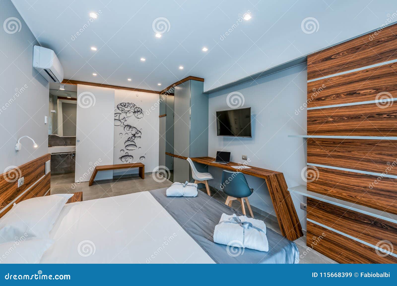 Hotel Room with Modern Interior Stock Image - Image of house, indoors ...