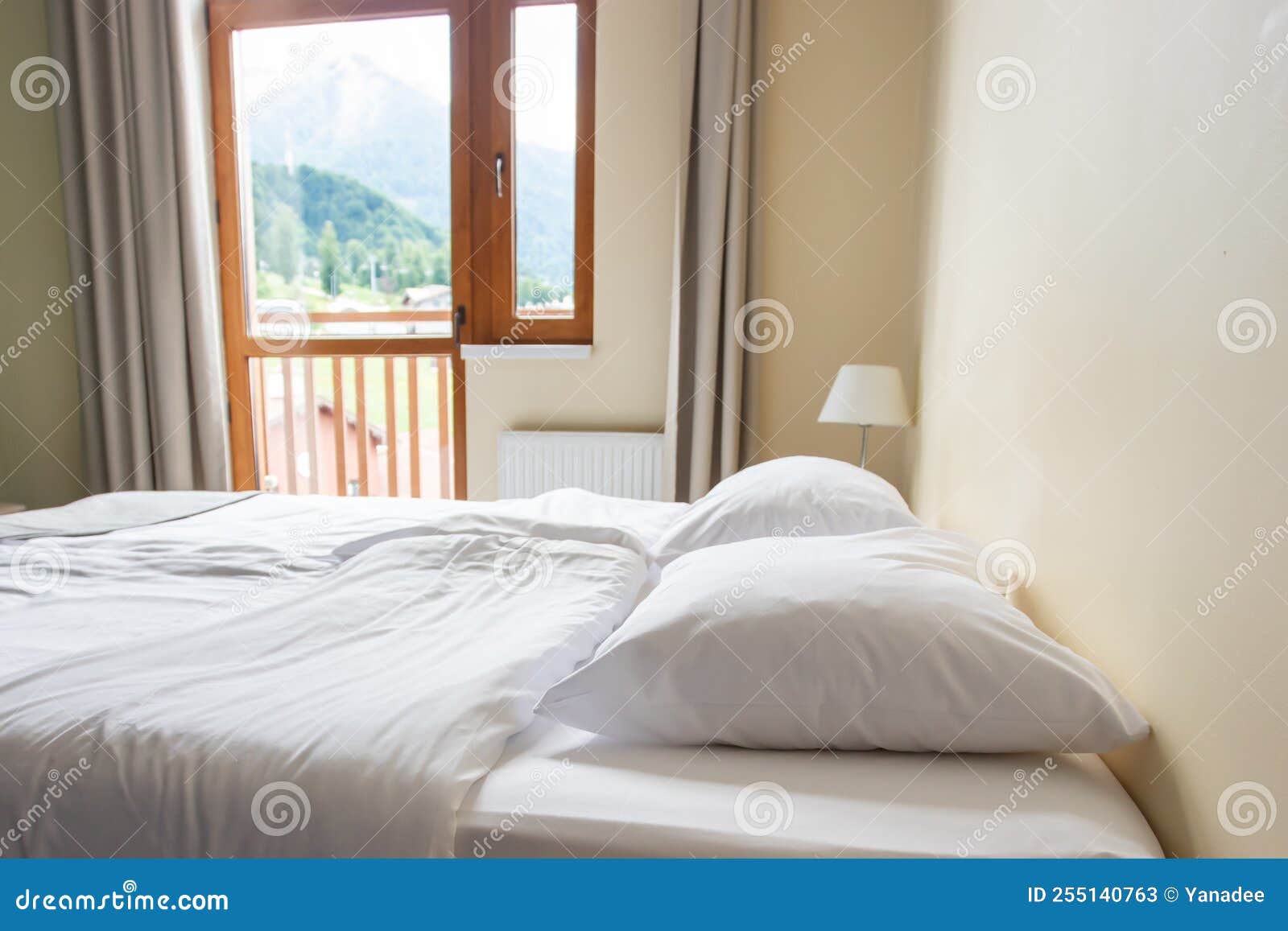 Hotel Room with Mountain View in Nature in the Forest Stock Image ...
