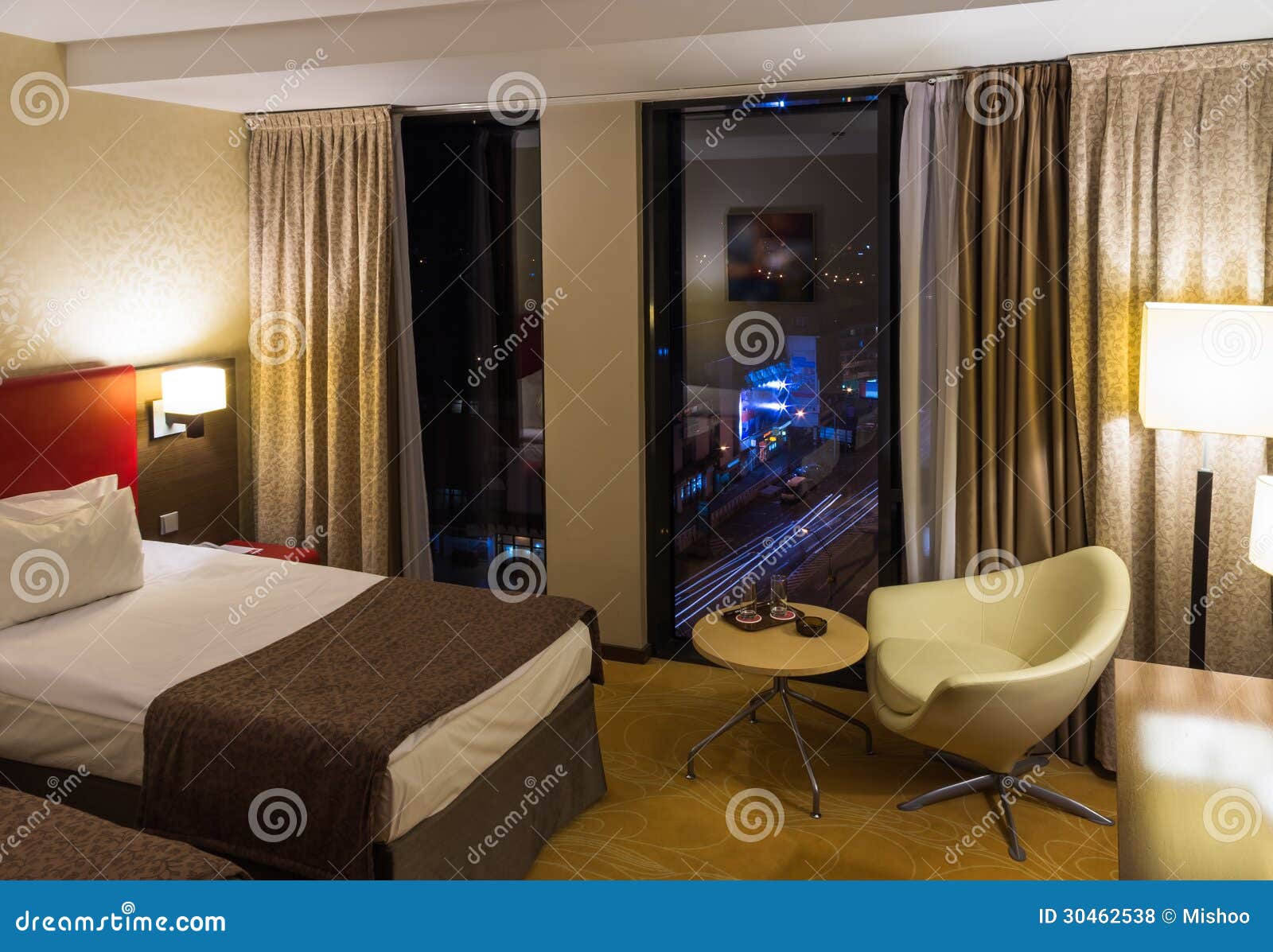 Hotel room at night stock photo. Image of interior, residential - 30462538