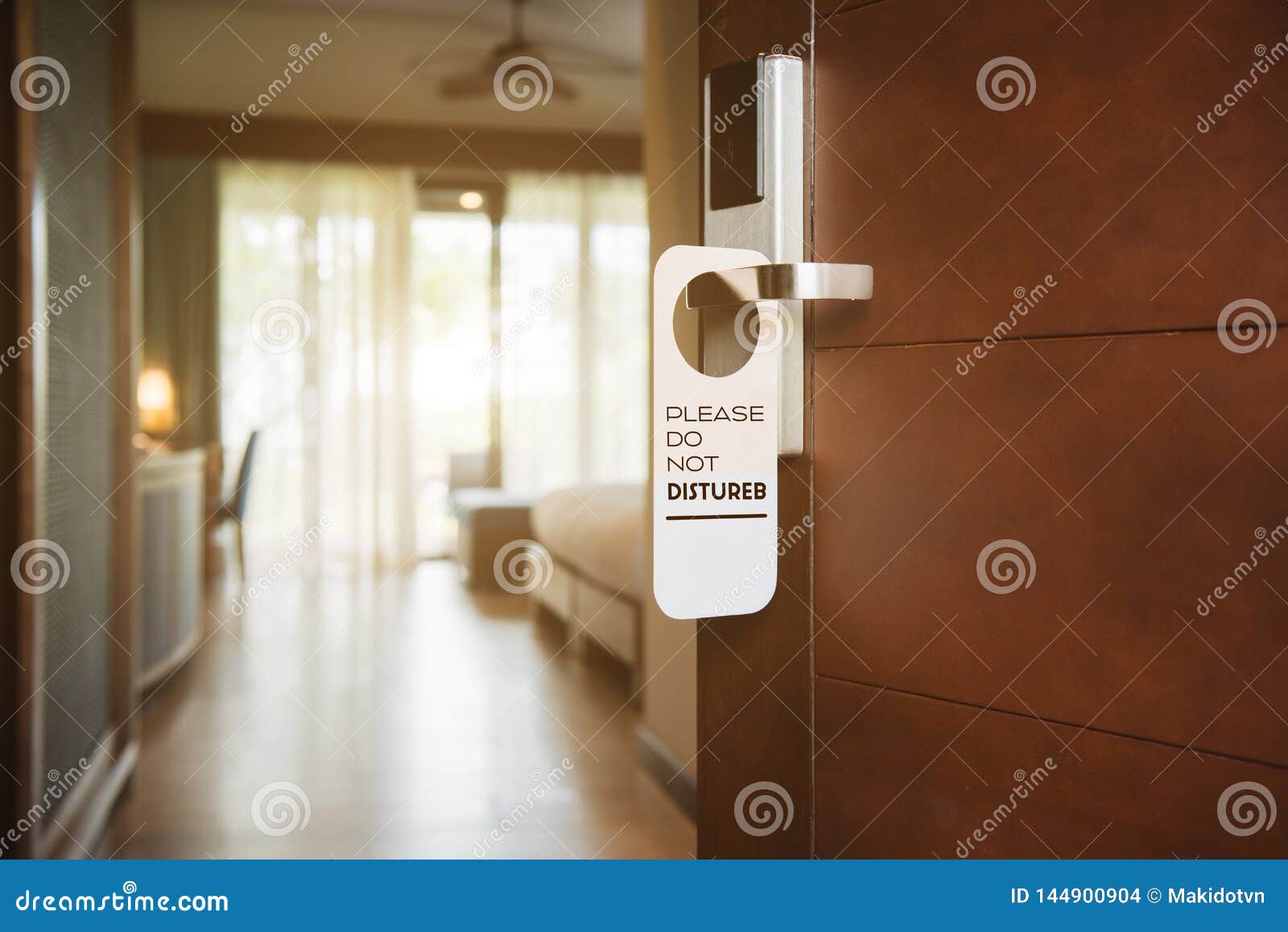 Hotel Room with Please Do Not Disturb Sign Stock Photo - Image of ...