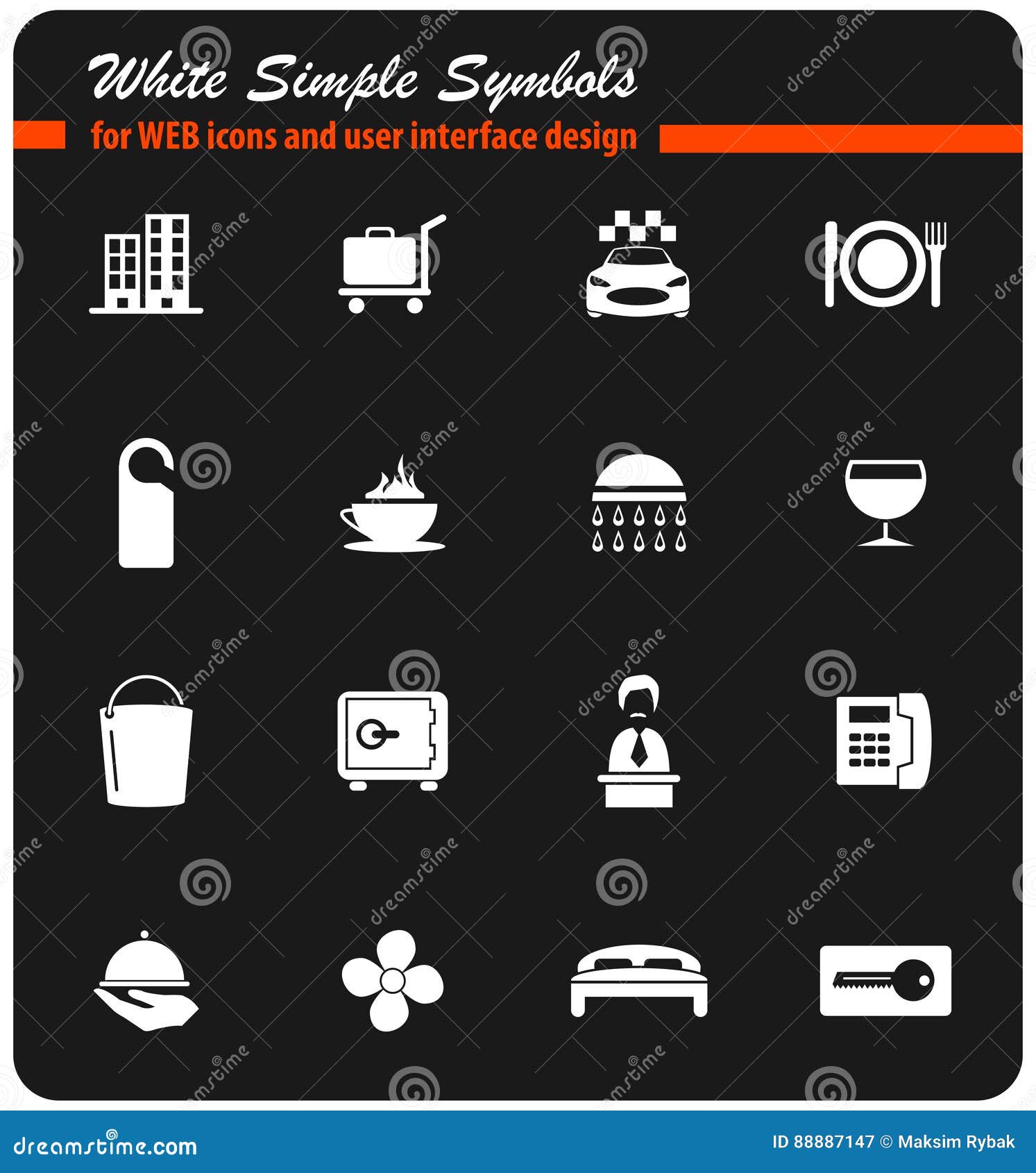 Hotel Room Services Icon Set Stock Illustration - Illustration of phone ...