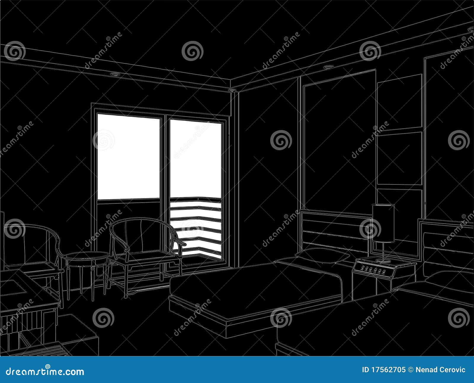 Hotel Room Vector 02 stock vector. Illustration of bedroom - 17562705