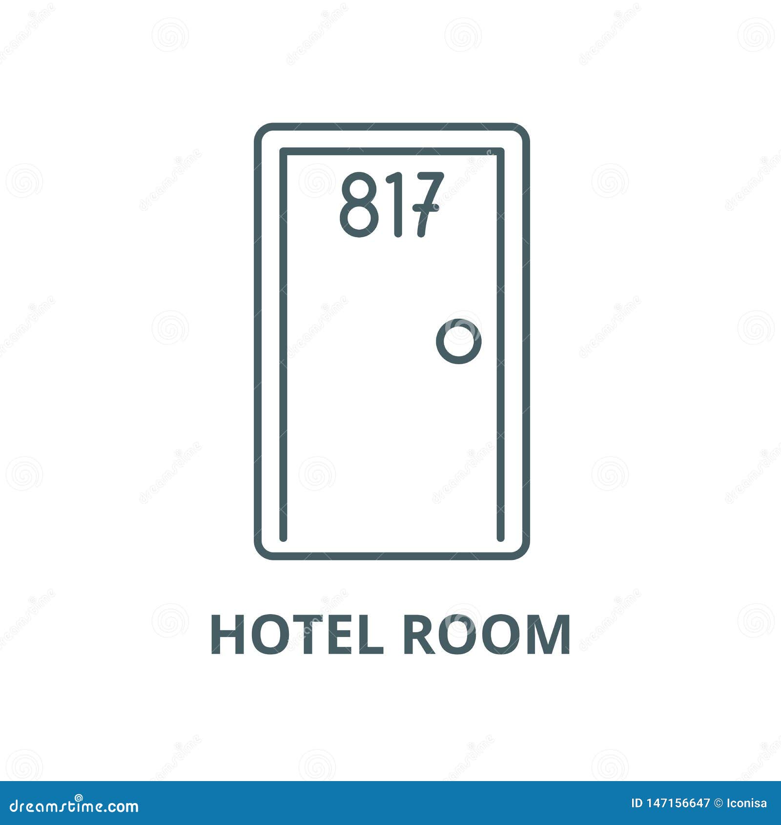 Hotel Room Vector Line Icon, Linear Concept, Outline Sign, Symbol Stock ...