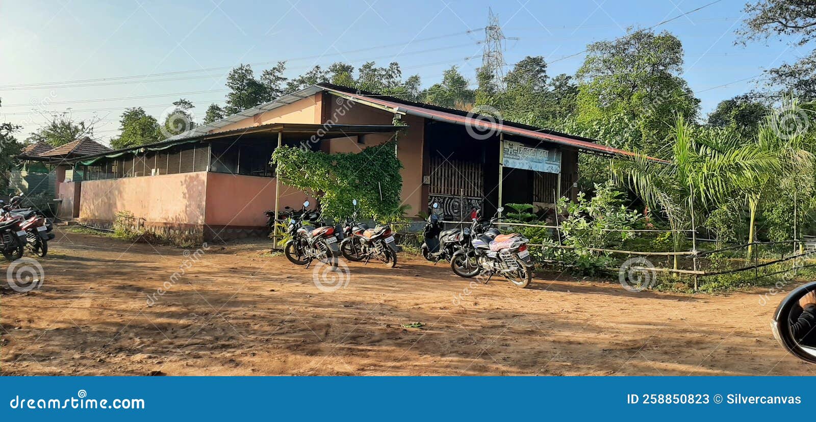 Hotel in Rural Village of India Editorial Stock Photo - Image of tree ...