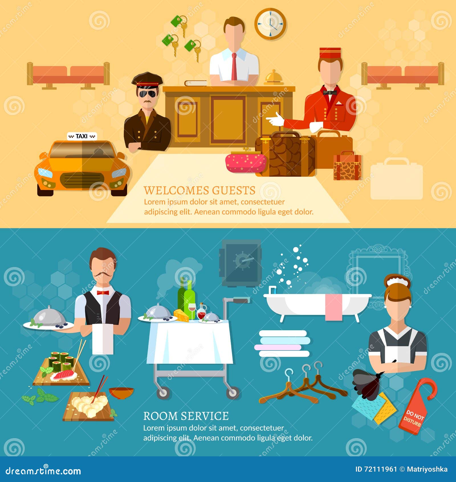 Hotel Service Banners Hotel Staff Stock Vector - Illustration of ...